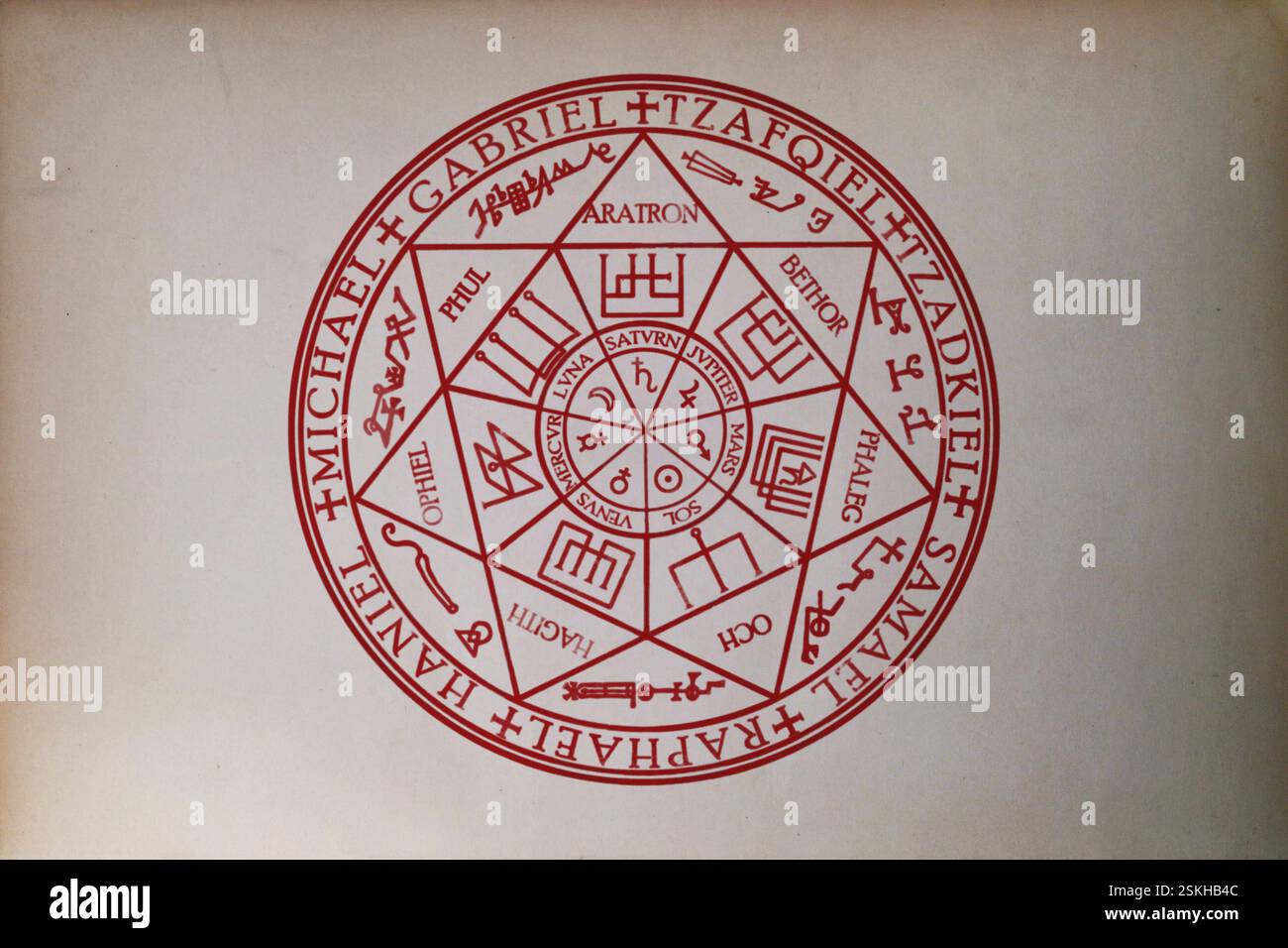 Close-up on the Sigil of the Seven archangels (Michael, Gabriel ...