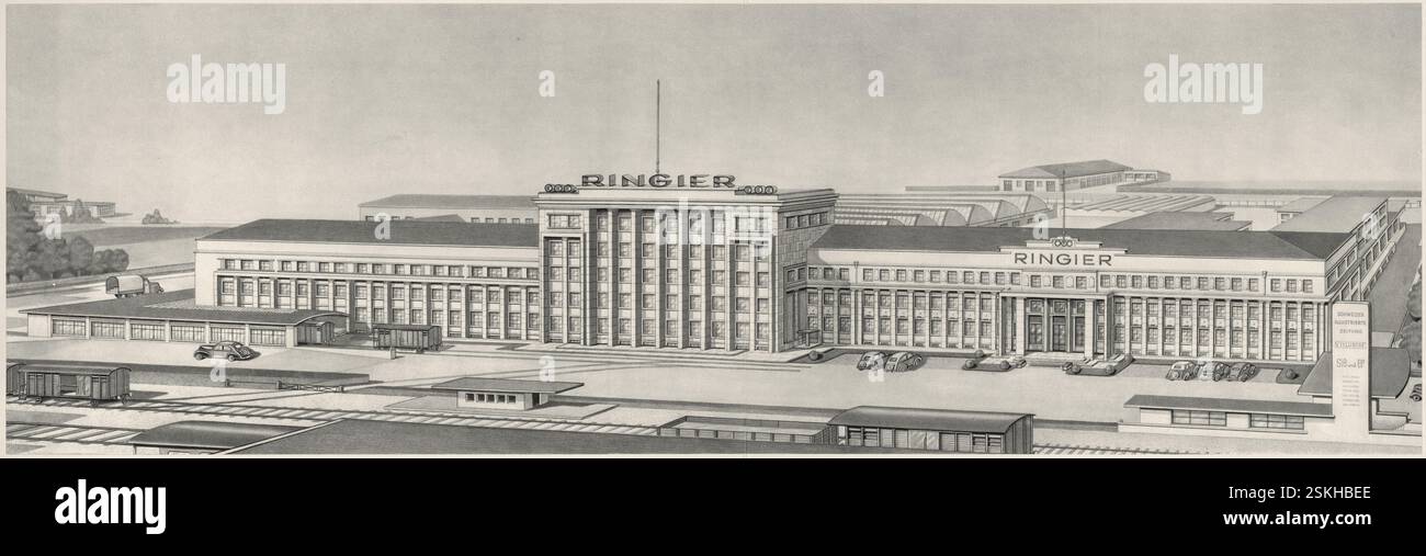 Zeichnung des Ringier Hauptgebäudes in Zofingen, circa 1946#Drawing of ...