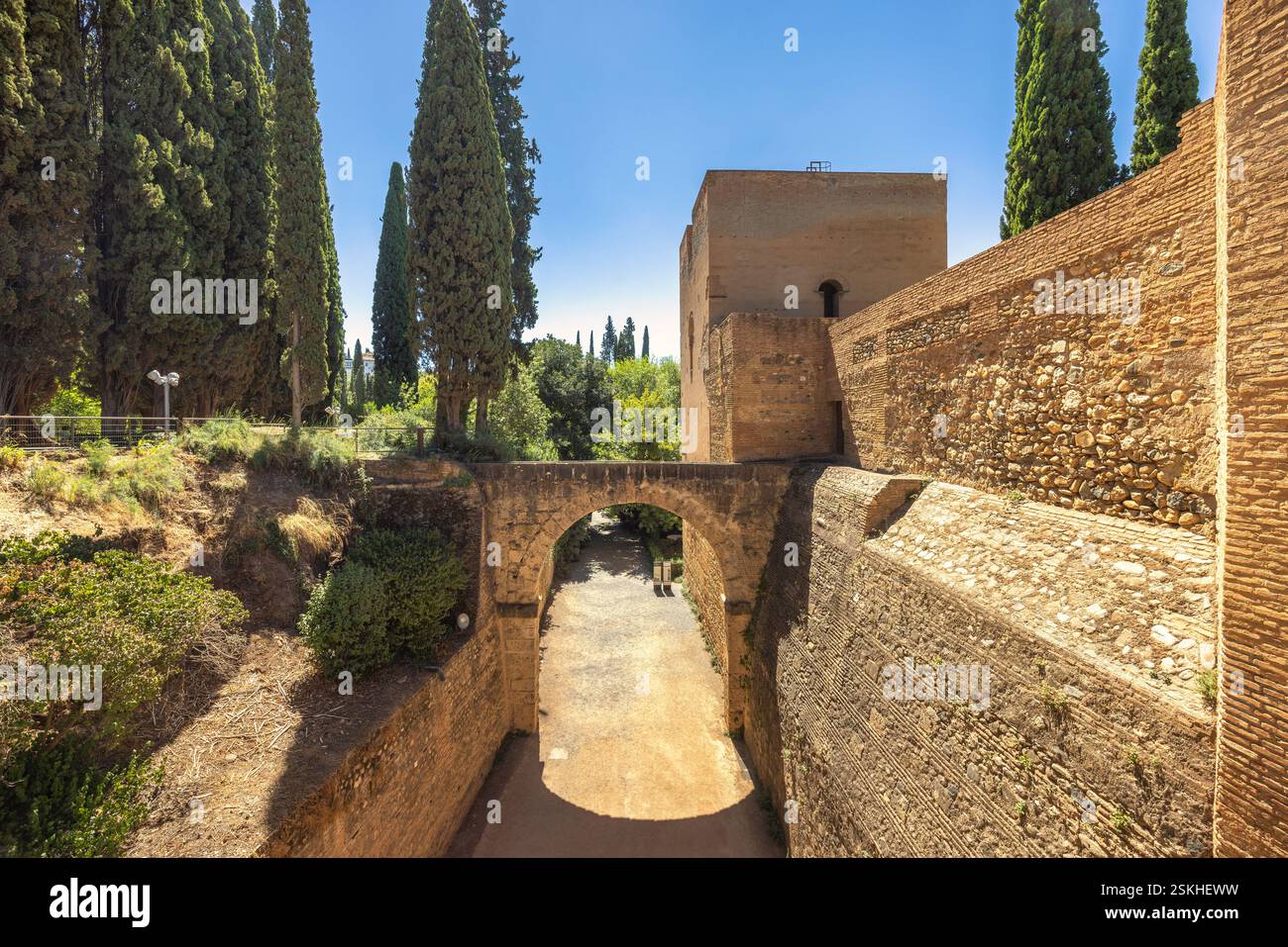 Aqueduct of the Acequia Real in the Alhambra complex, Granada town ...
