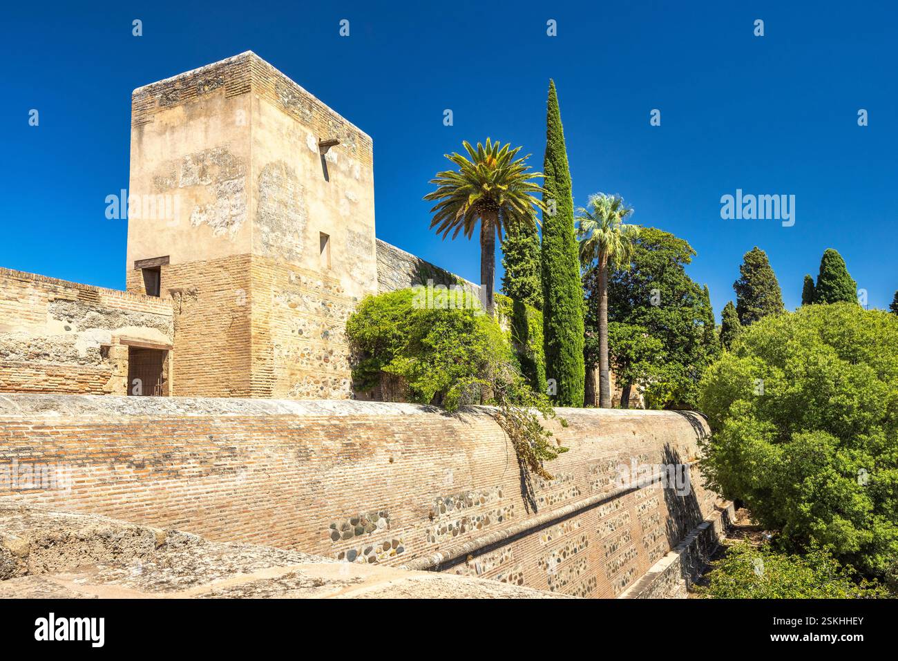 Alhambra complex in Granada town, Andalusia, Spain. Ancient stone ...