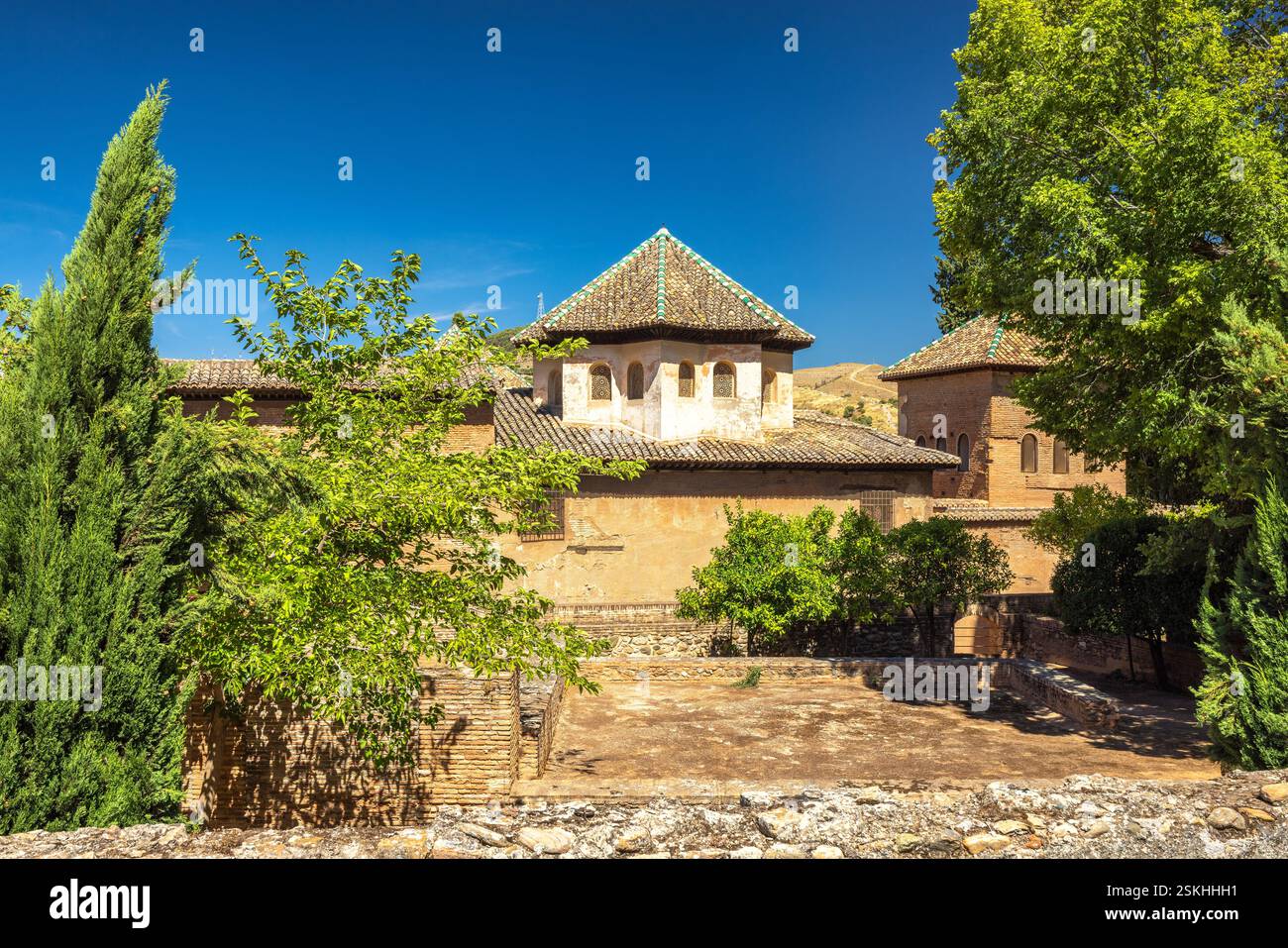 Alhambra complex in Granada town, Andalusia, Spain. Remains of the ...