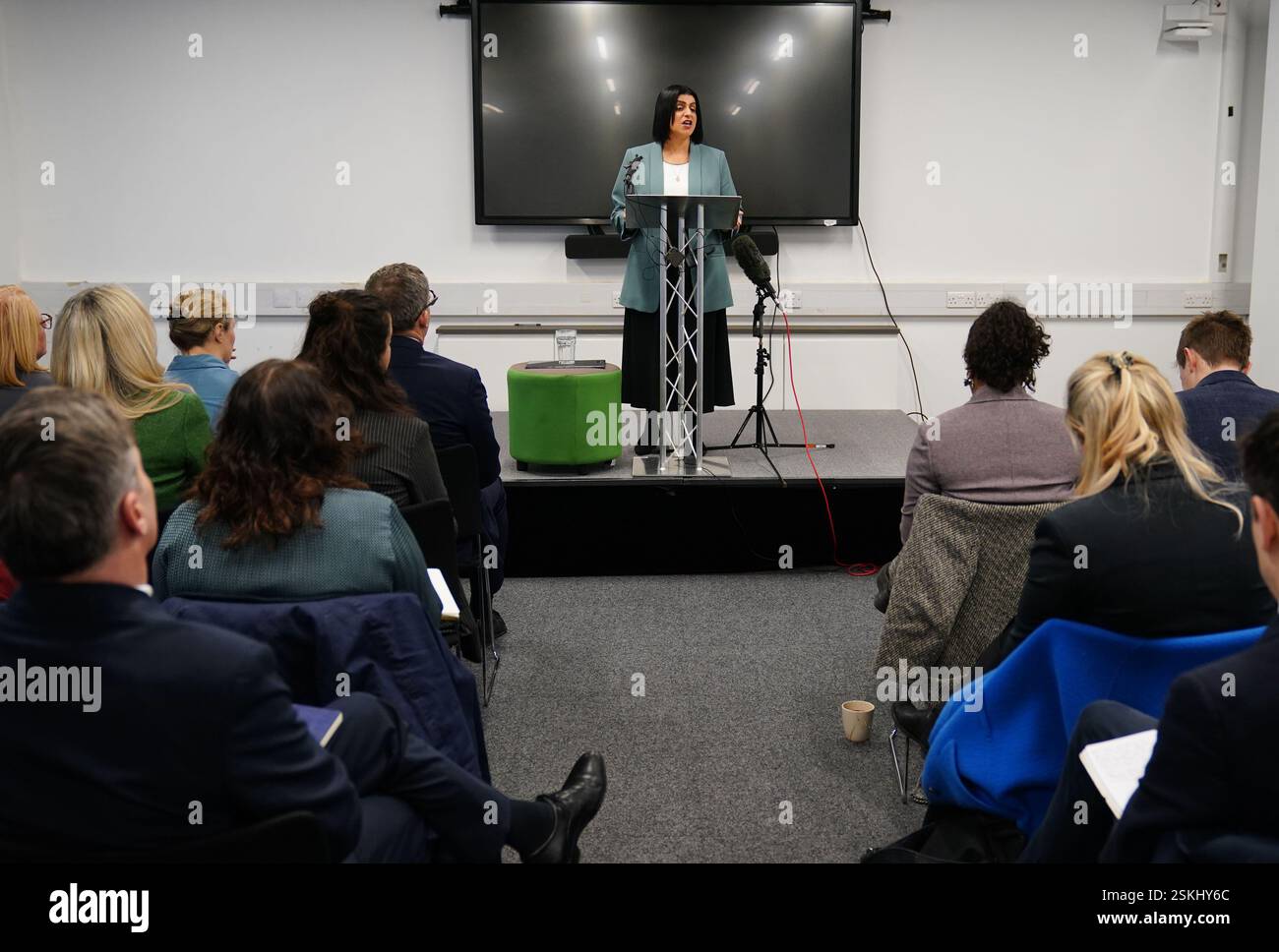 Justice Secretary Shabana Mahmood giving a speech at London Probation ...