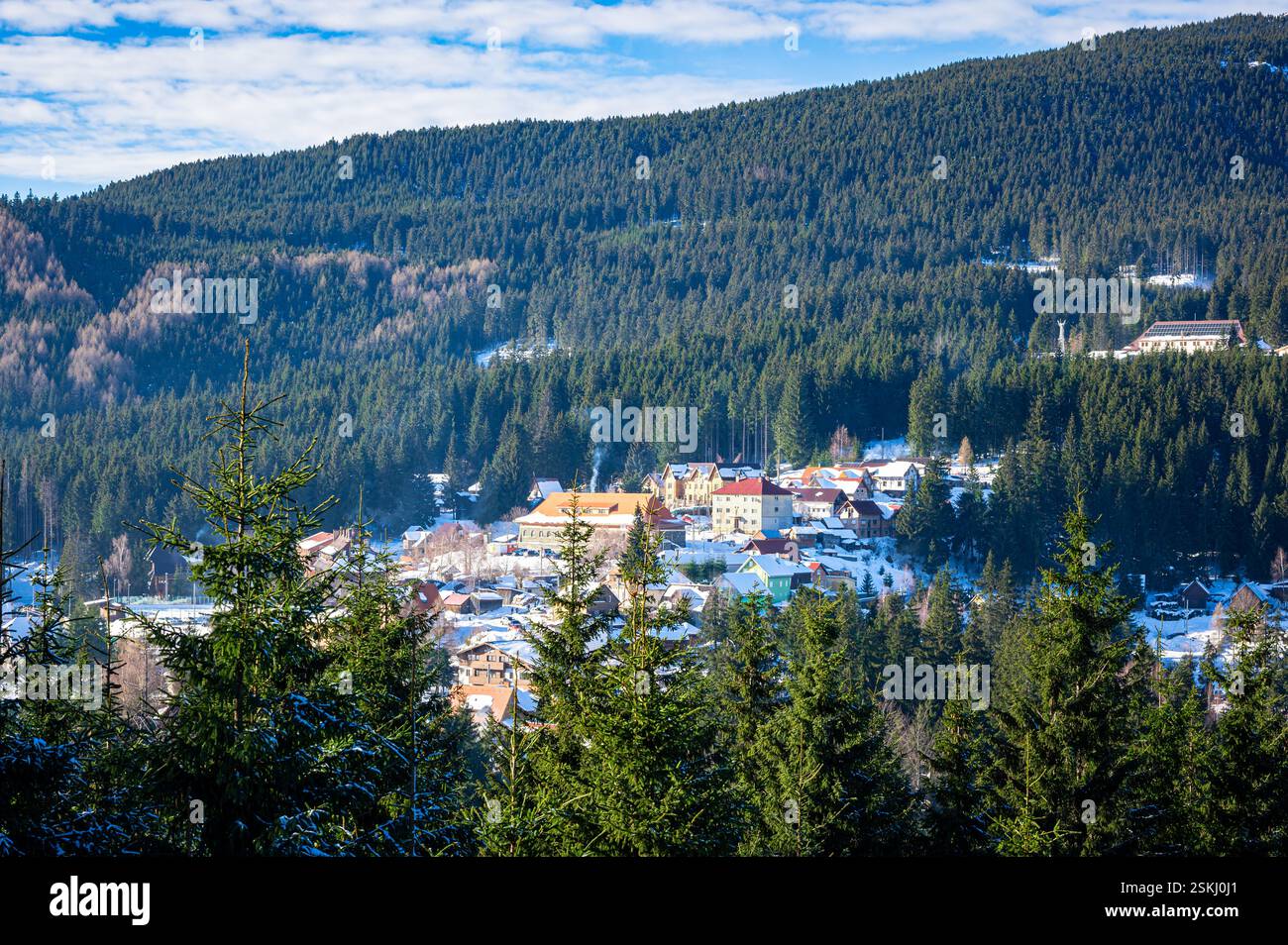 Scenic views of Harghita Bai resort and spa in the Eastern Carpathians ...