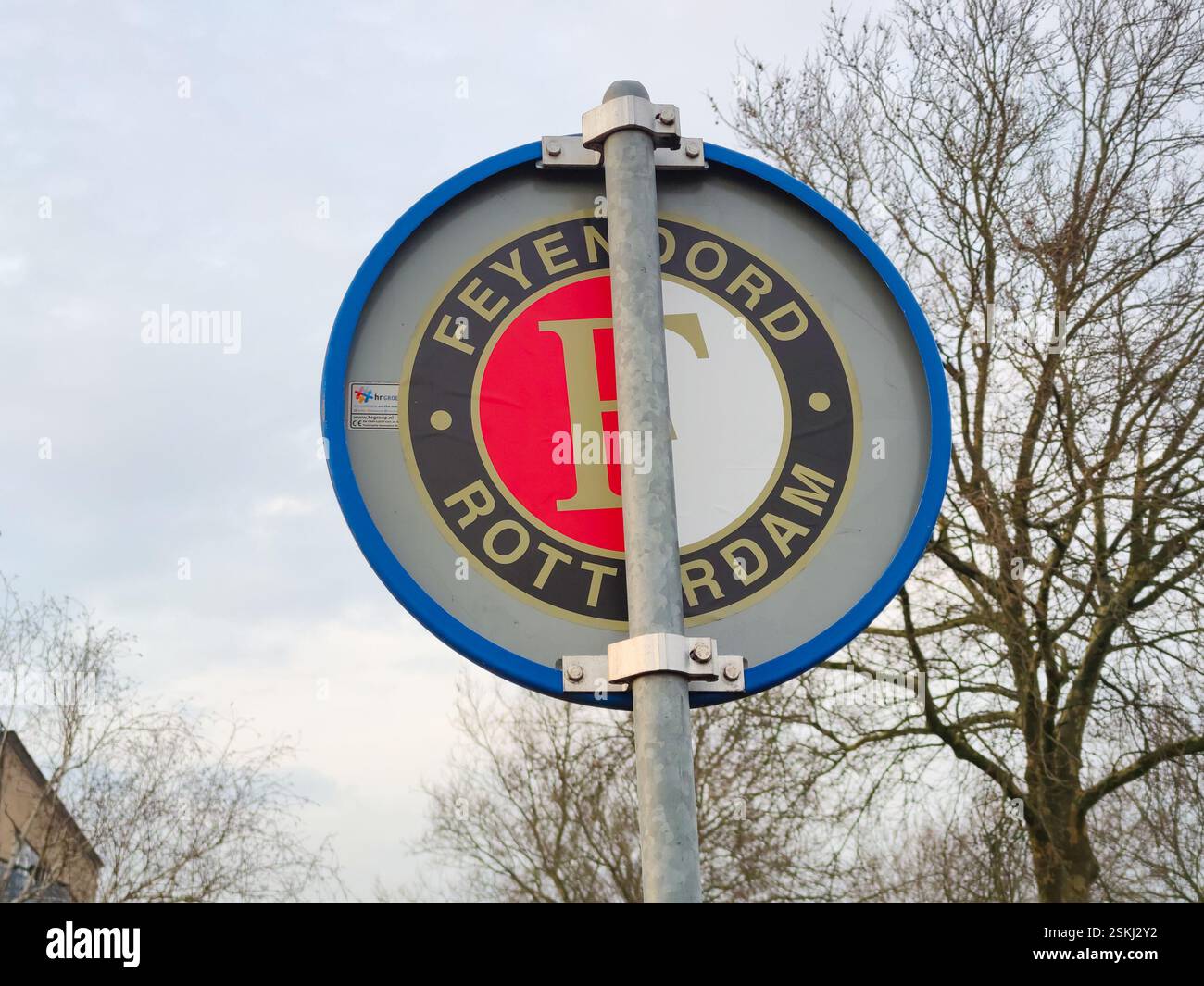 Large sticker with the red and white colors and name of Rotterdam ...