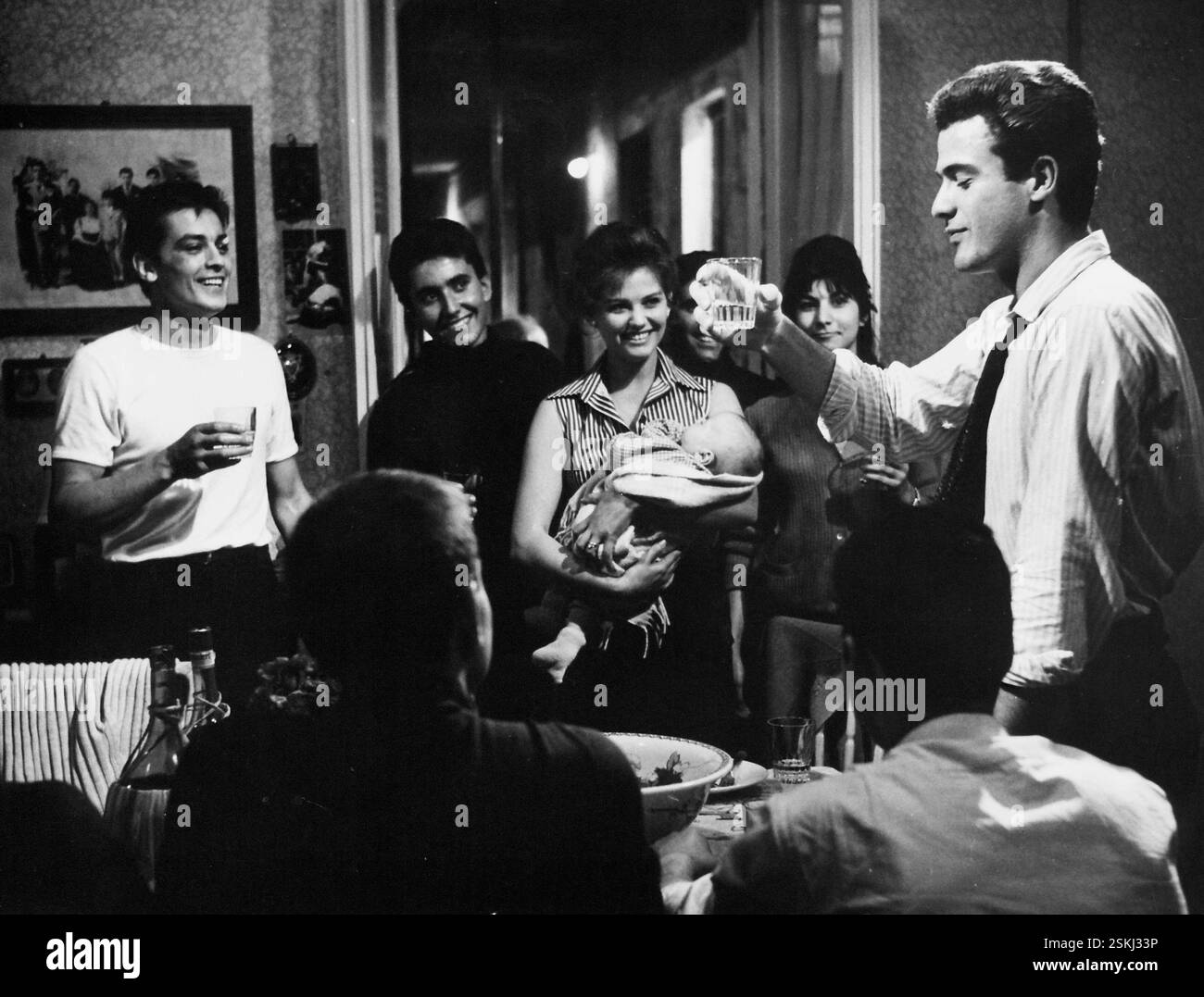 Alain Delon, Claudia Cardinale, Spiros Focas in "Rocco e i suoi Fratelli" 1960#Alain Delon ...