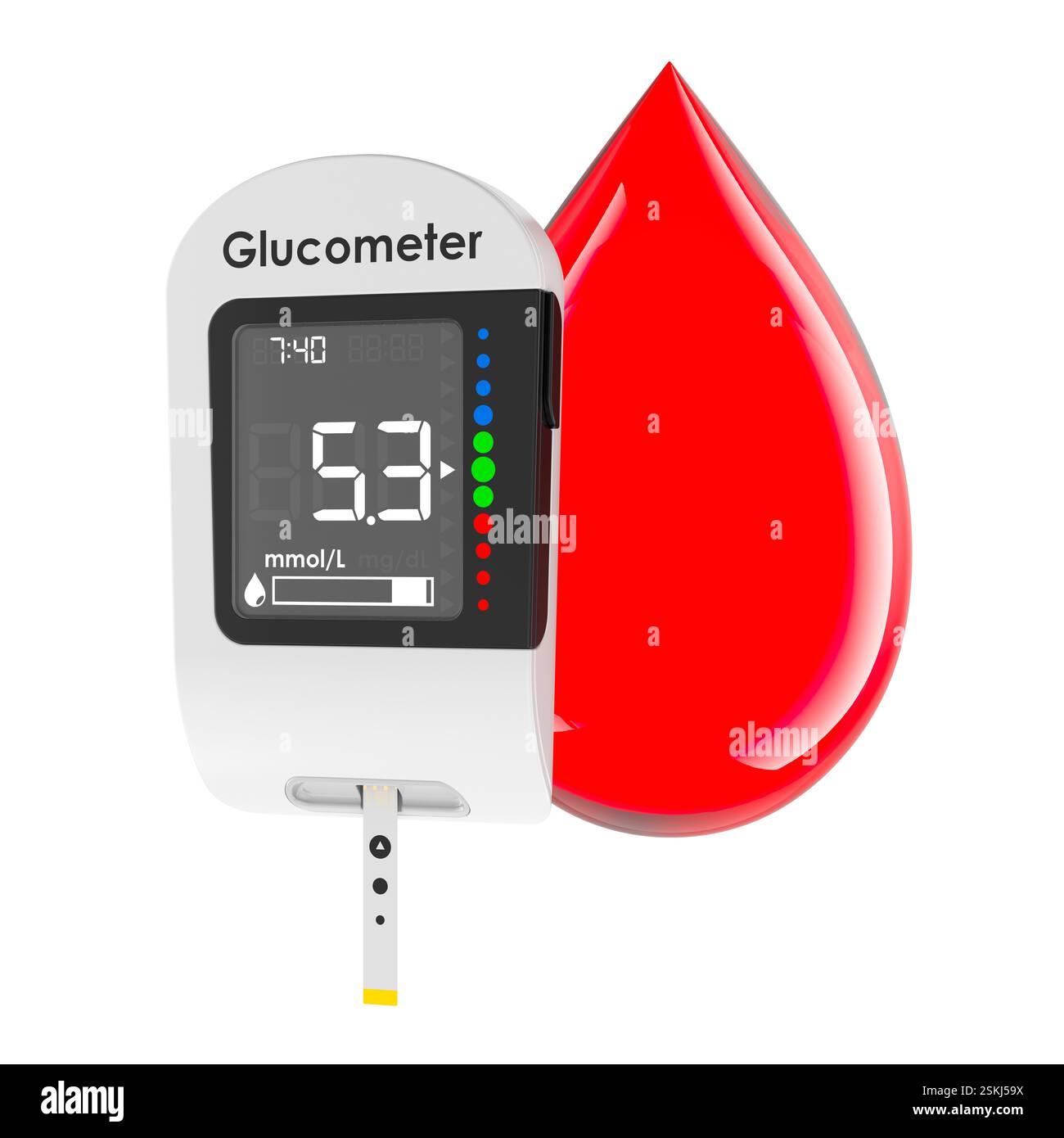 Blood drop and Glucose meter, glucometer with glucose test strip for ...