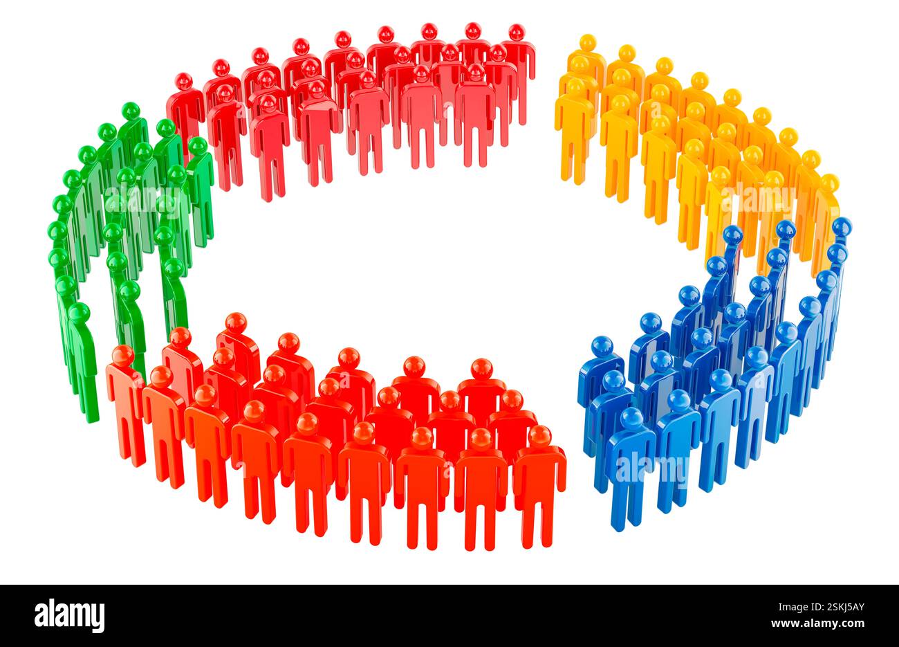 Connections of people from different colored group. Silhouettes ...