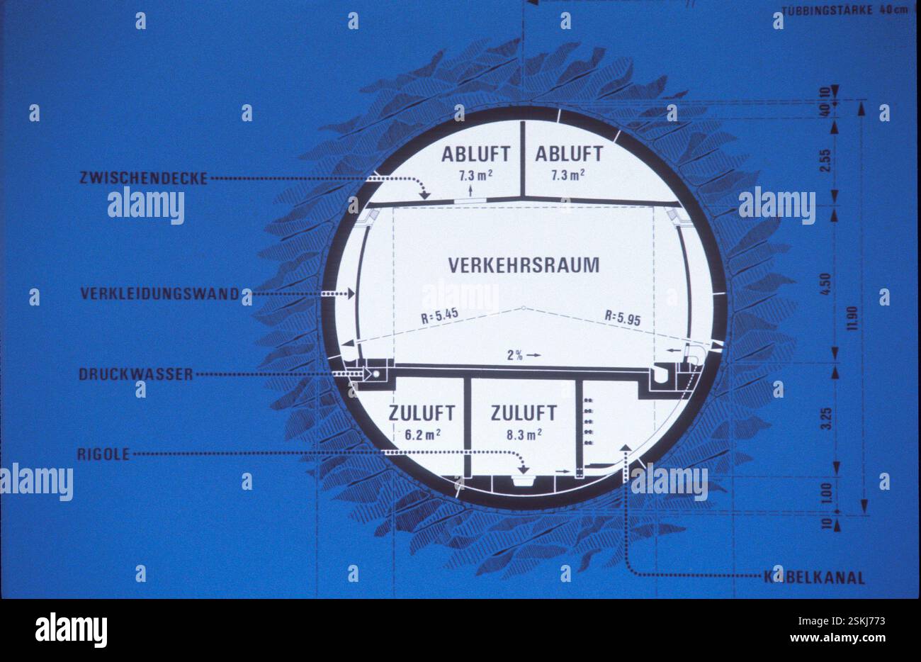 Plan vom Querschnitt durch das Ventilationssystems#map of the ...