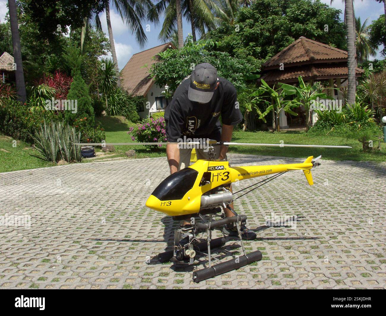 Helicam remote-controlled mini helicopter used to obtain aerial ...