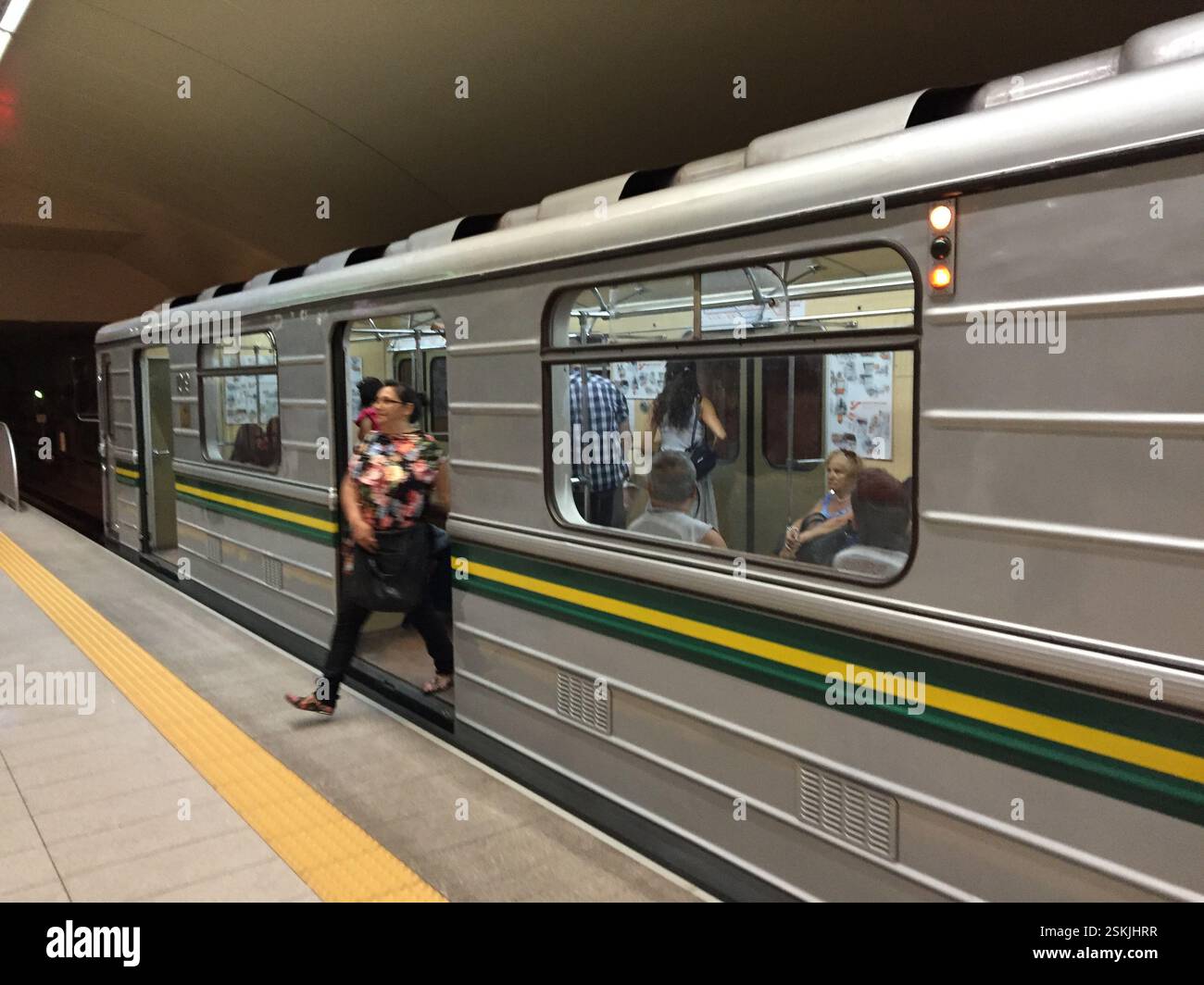 Sofia Metro. Crowded platform with passengers waiting for the train ...