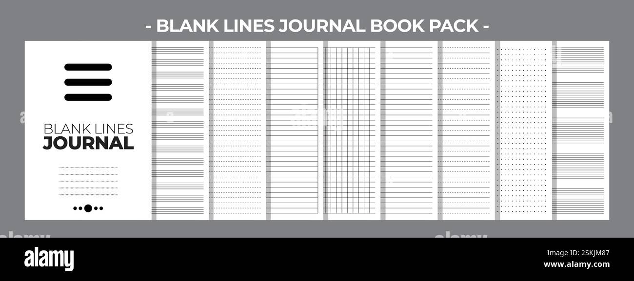 Printable KDP Blank Lines Journal Book Vector Design Template Stock ...