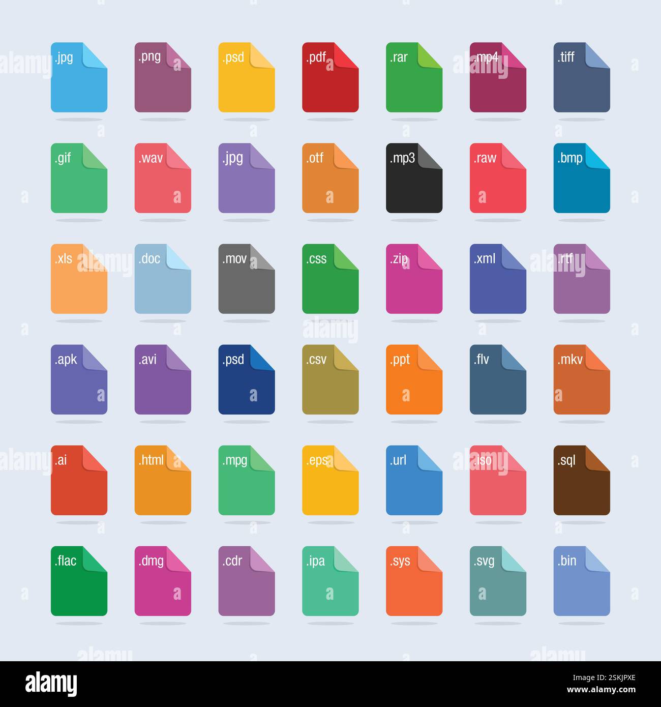 Set of Document File Formats and Labels icons. File Type Icons. Vector ...