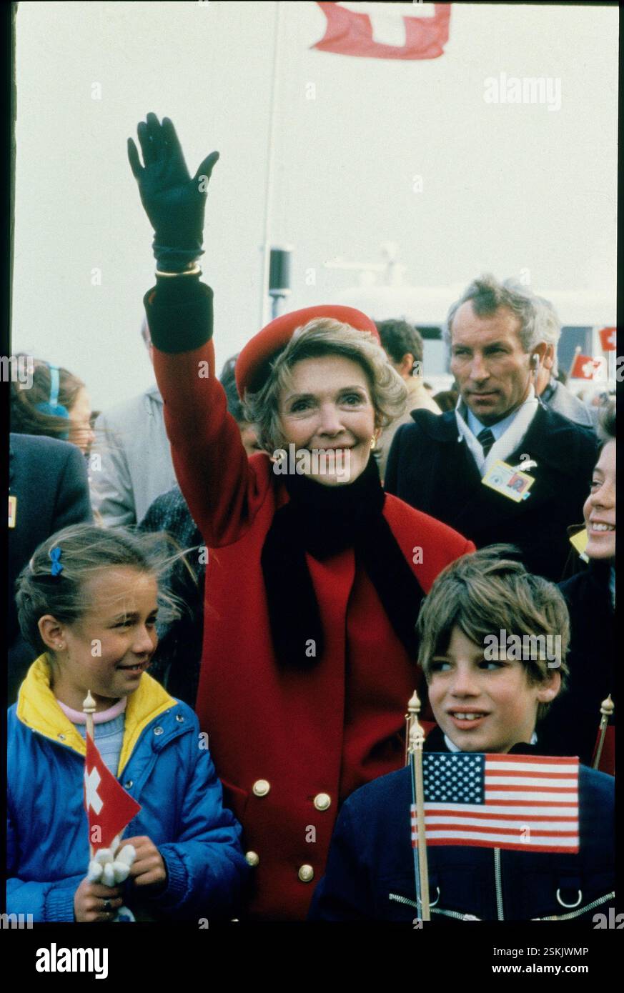 Nancy Reagan mit ihren Kindern, Genf 1985#Nancy Reagan with her ...