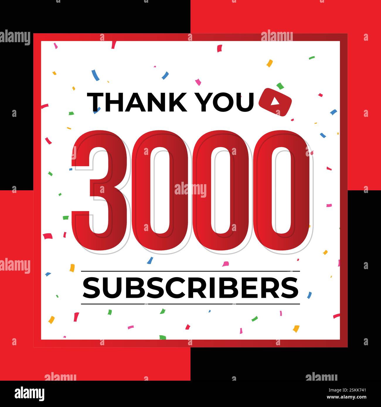 Thank You 3000 Subscribers Celebration Vector Template Design Stock ...