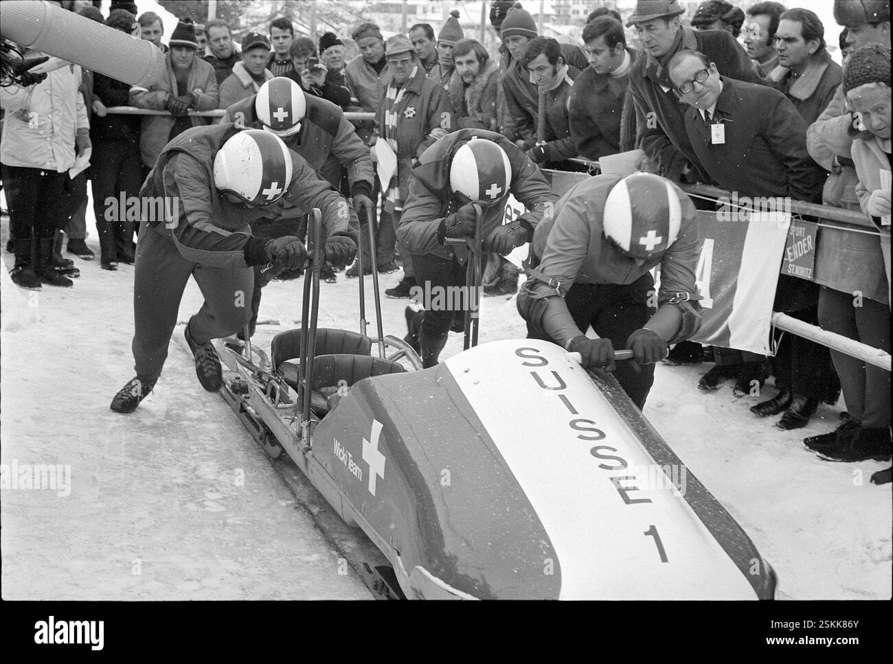 Bob-Weltmeisterschaft in St. Moritz, 1970: Schweiz 1 mit Stadler ...