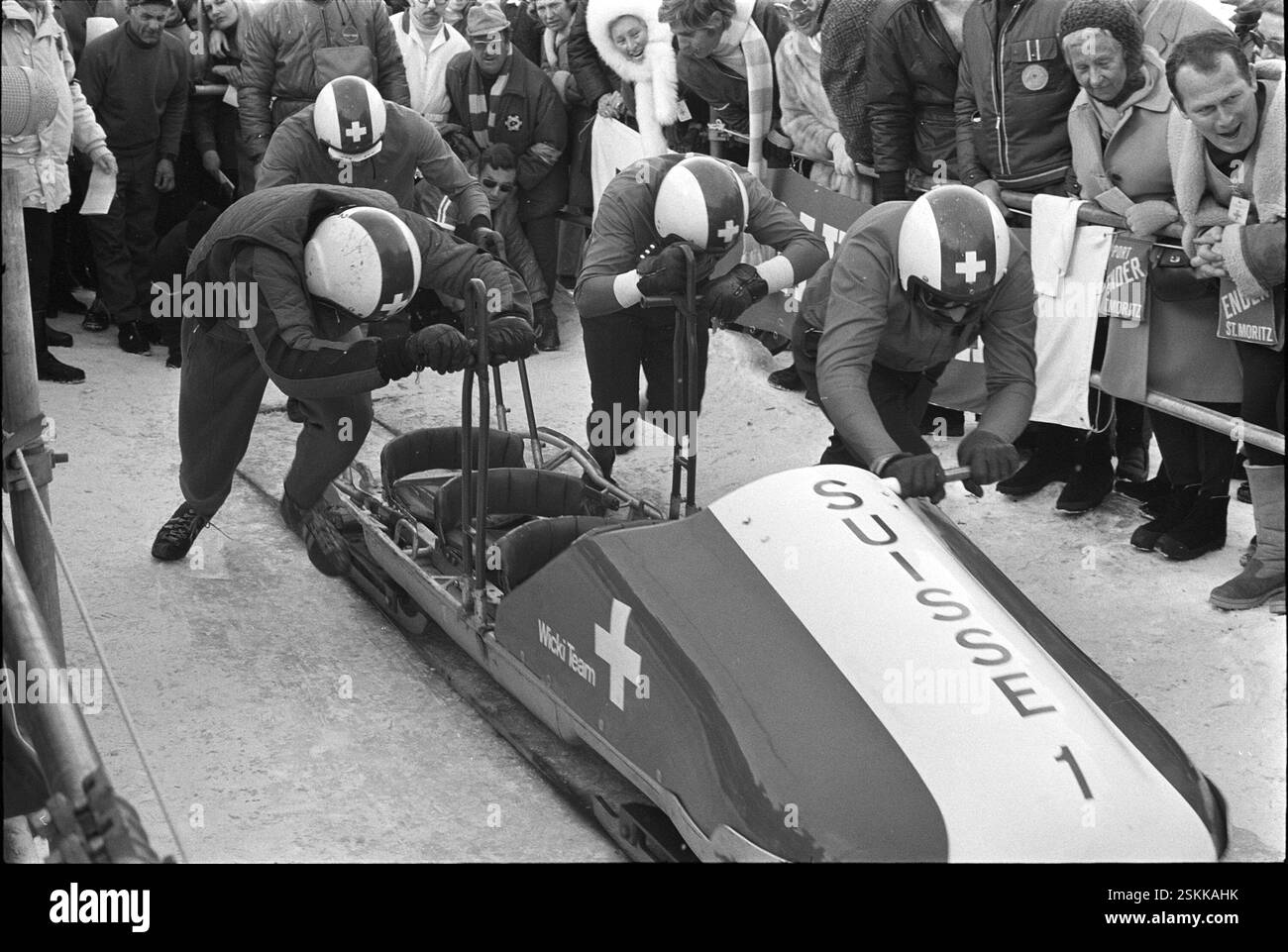 Bob-Weltmeisterschaft in St. Moritz, 1970: Schweiz 1 mit Stadler ...