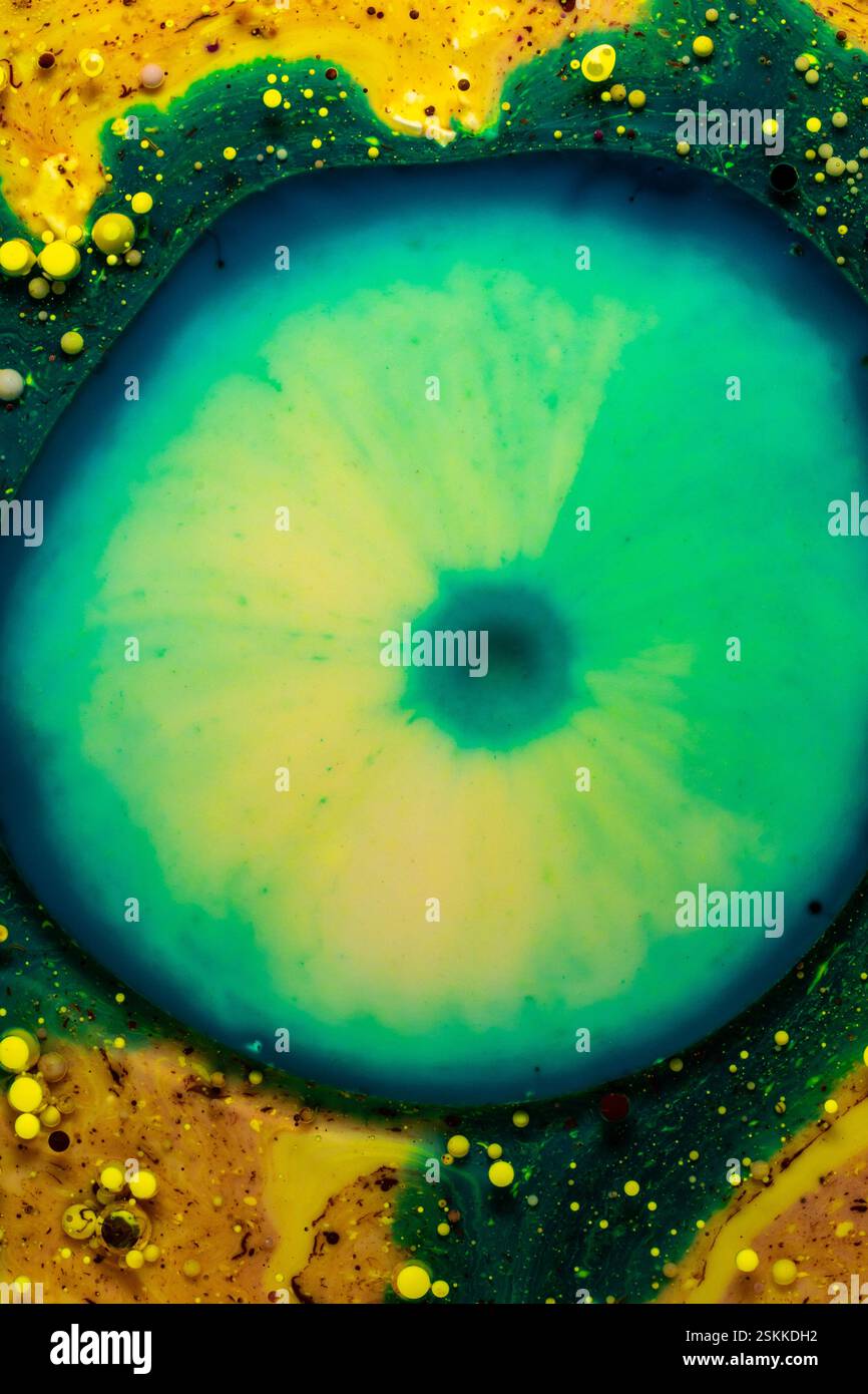 Stunning creative macro abstract still-life of colour infused milk and ...