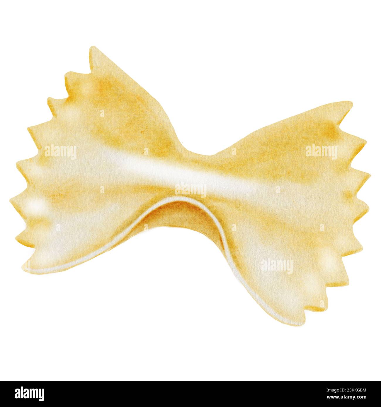 Pasta farfalle watercolor. Hand drawn italian macaroni on white ...