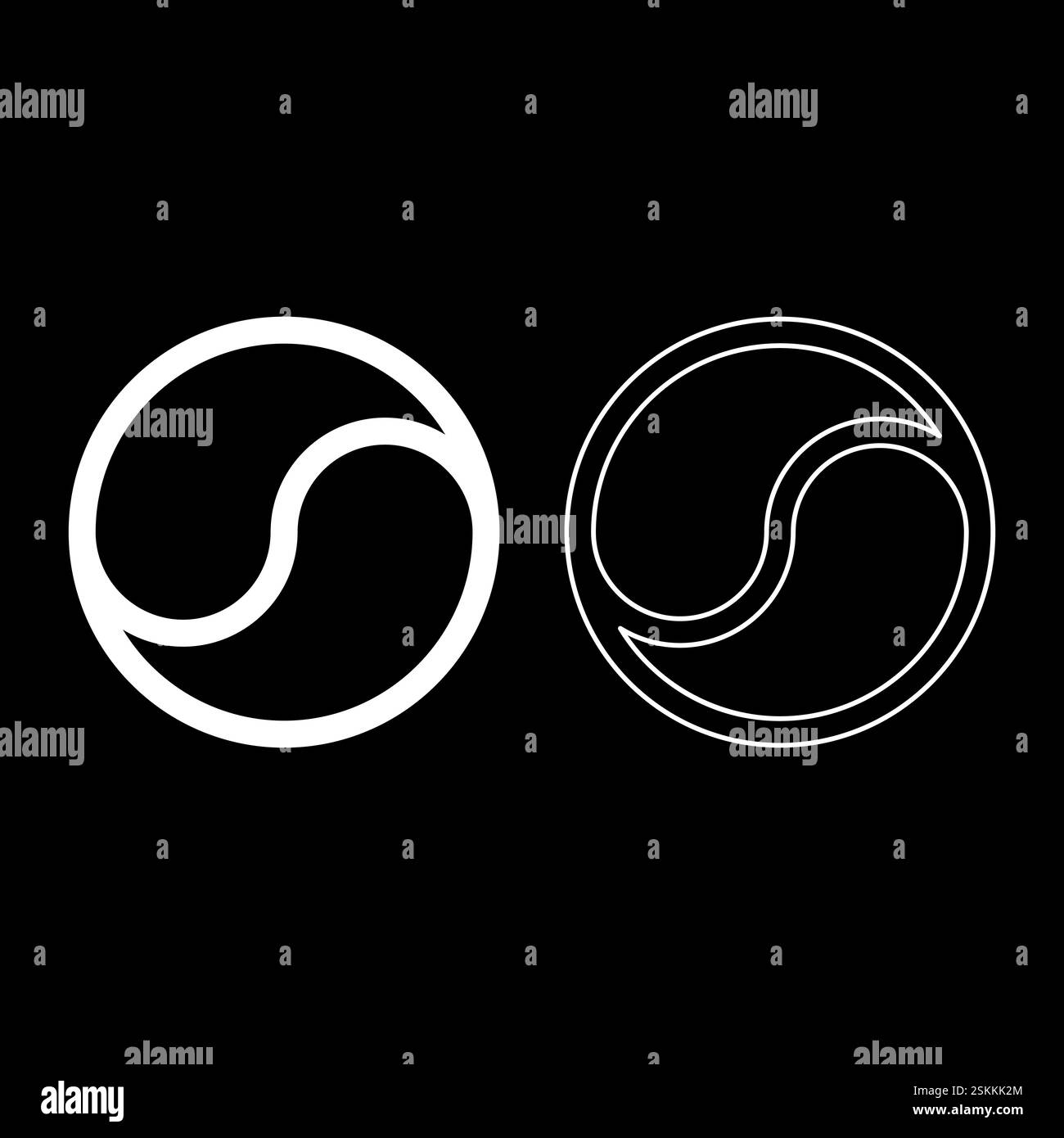 Yin Yang Taoism symbol harmony equilibrium concept set icon white color ...