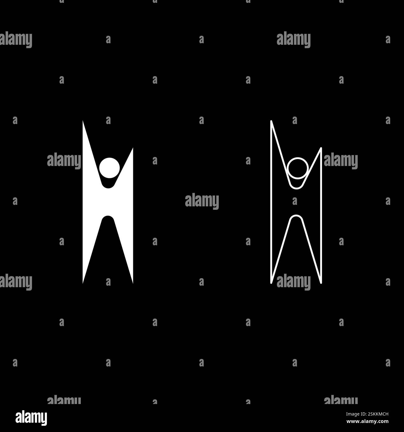 Symbol humanism strong person happy man set icon white color vector ...