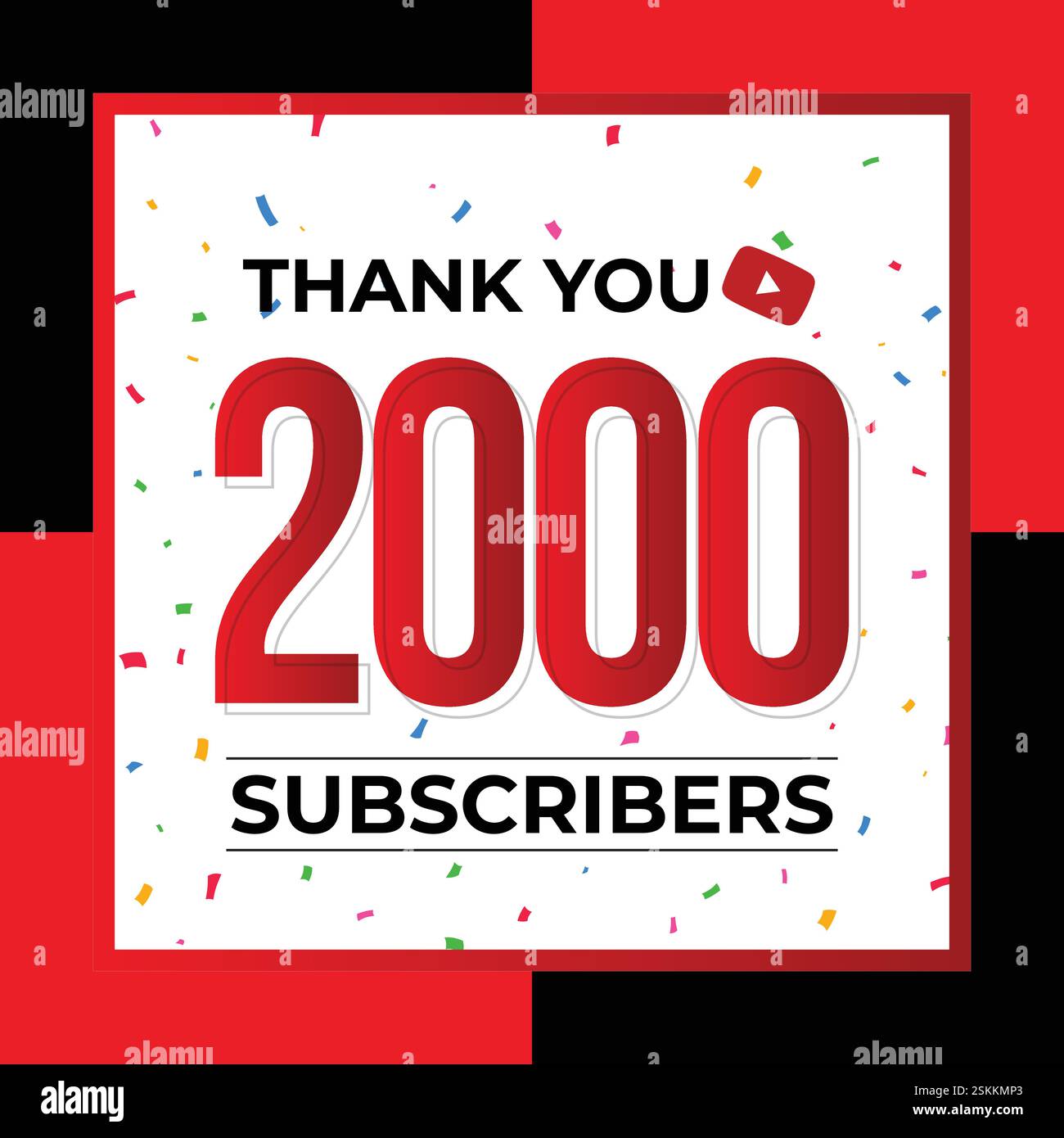 Thank You 2000 Subscribers Celebration Vector Template Design Stock ...