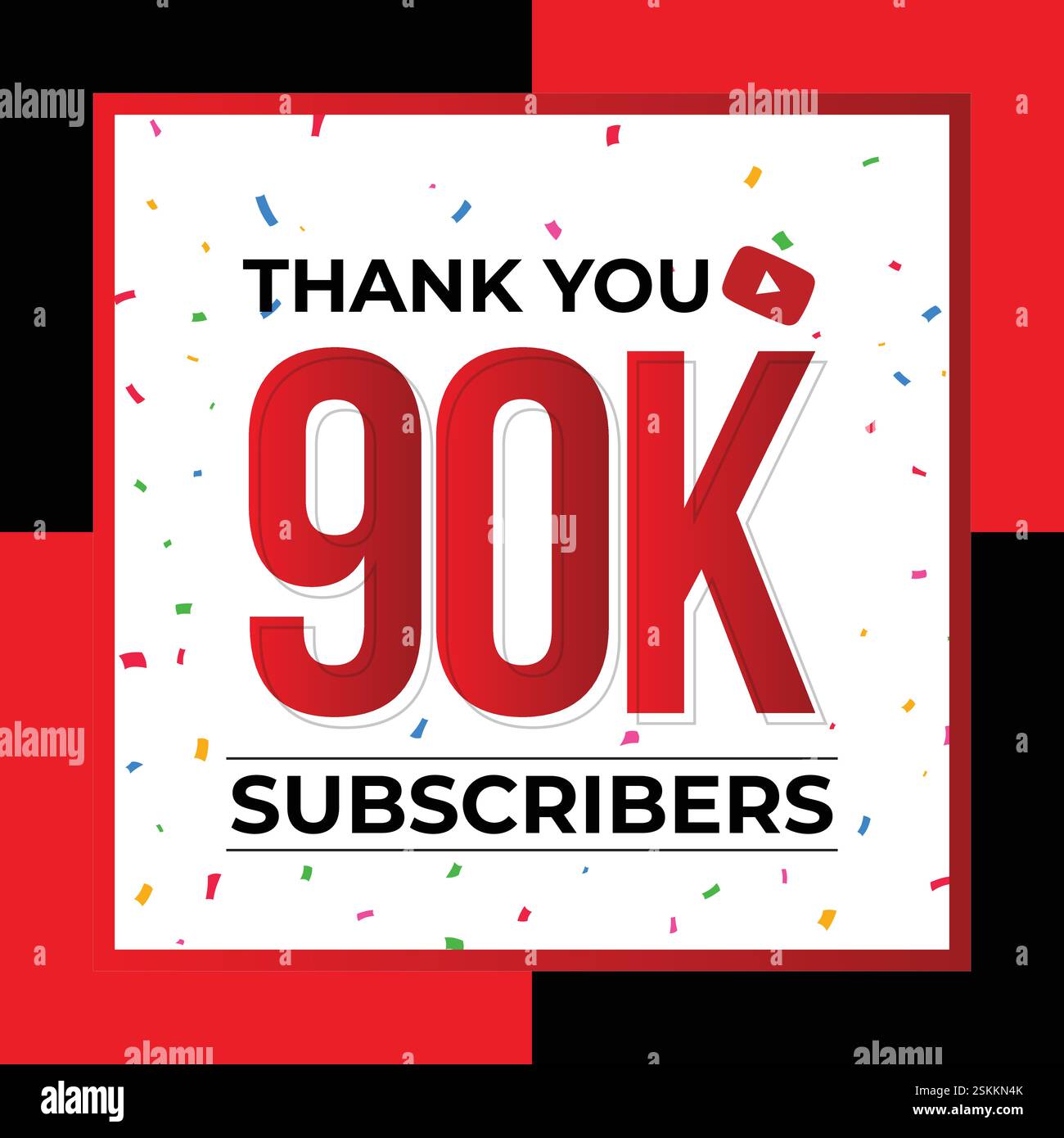 Thank You 90K Subscribers Celebration Vector Template Design Stock ...
