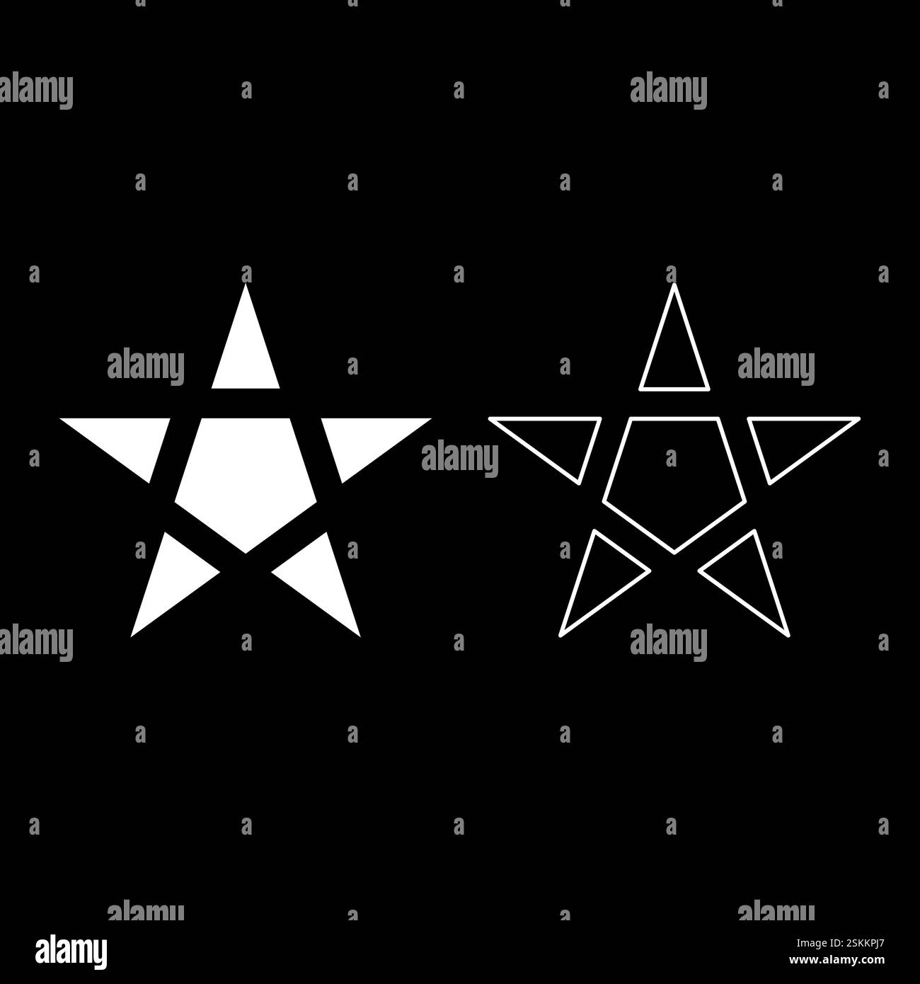 Pentagram Neo paganism sign five pointed star set icon white color ...