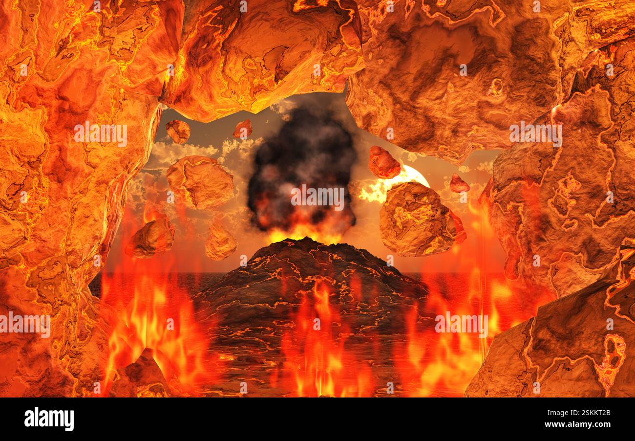 Active volcano ash and flames hi-res stock photography and images - Alamy