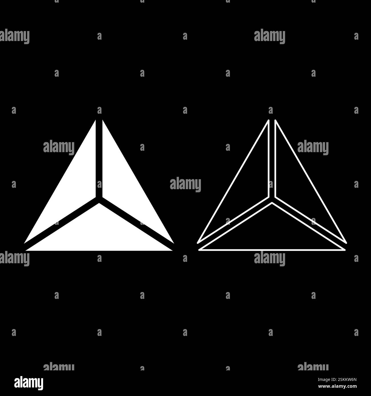 Pyramid shape triangle view from above Sacred geometry set icon white ...