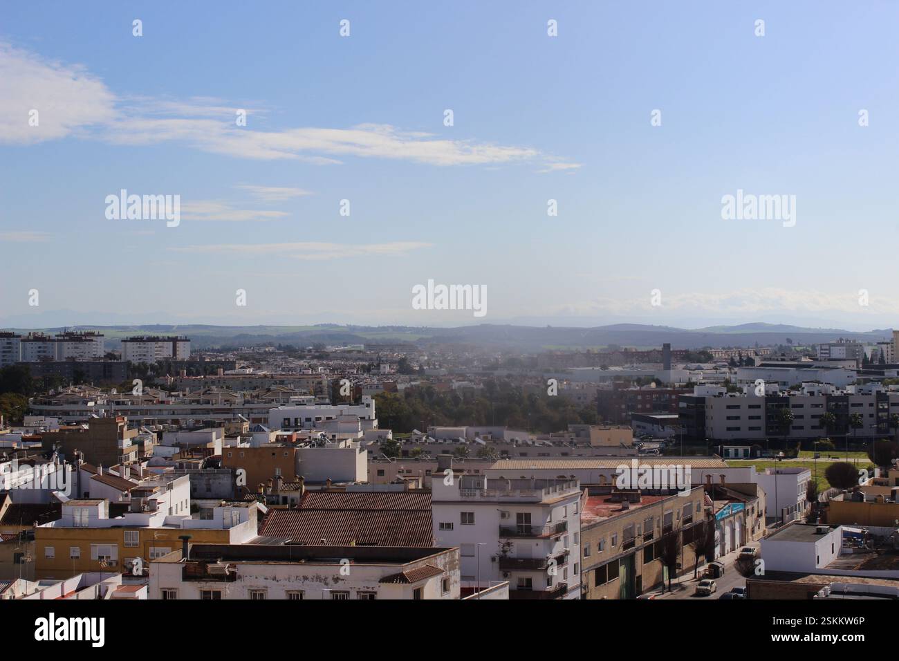 Image of a city skyline with different buildings, clear sky, with few ...
