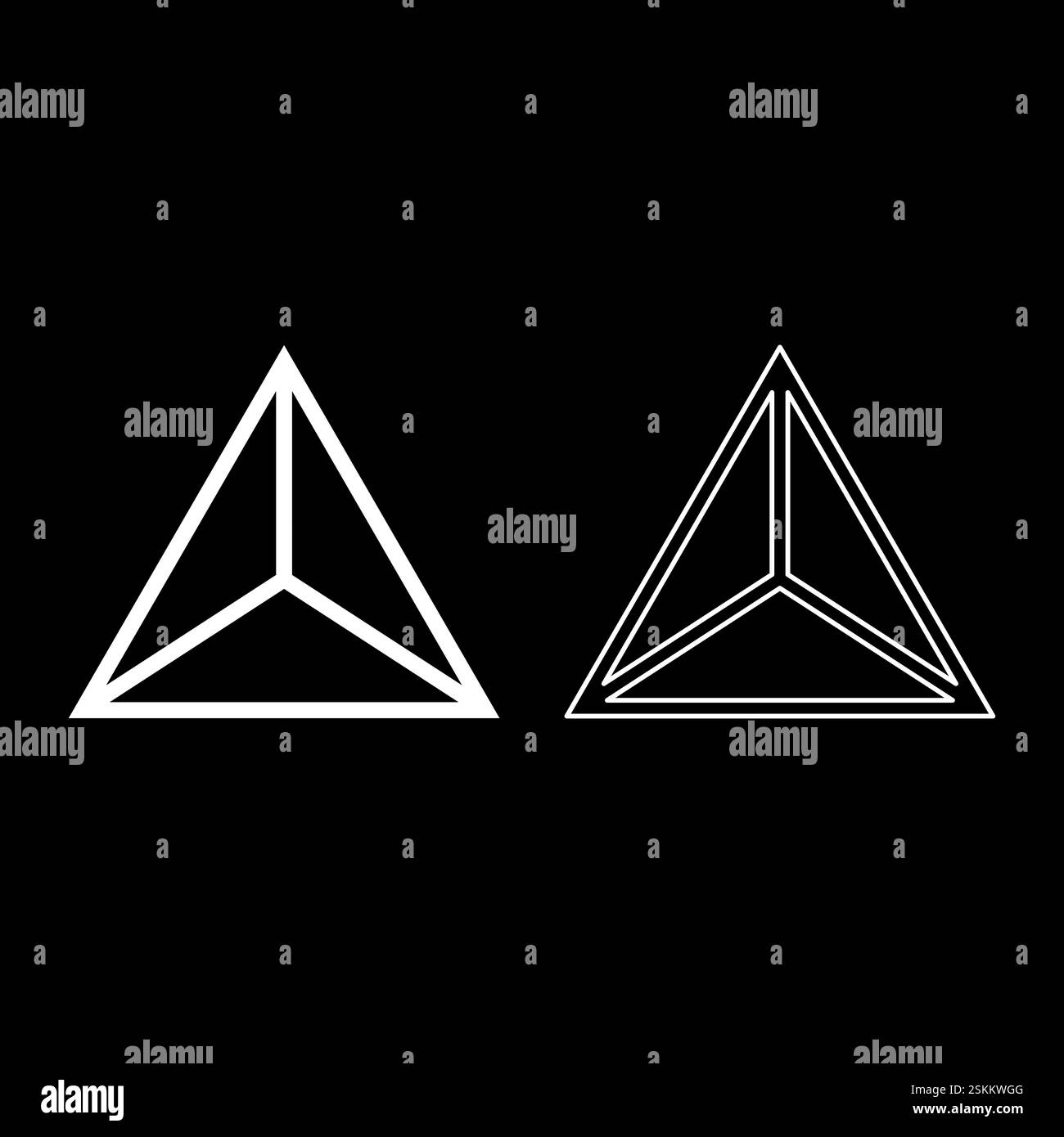 Pyramid shape triangle view from above Sacred geometry set icon white ...