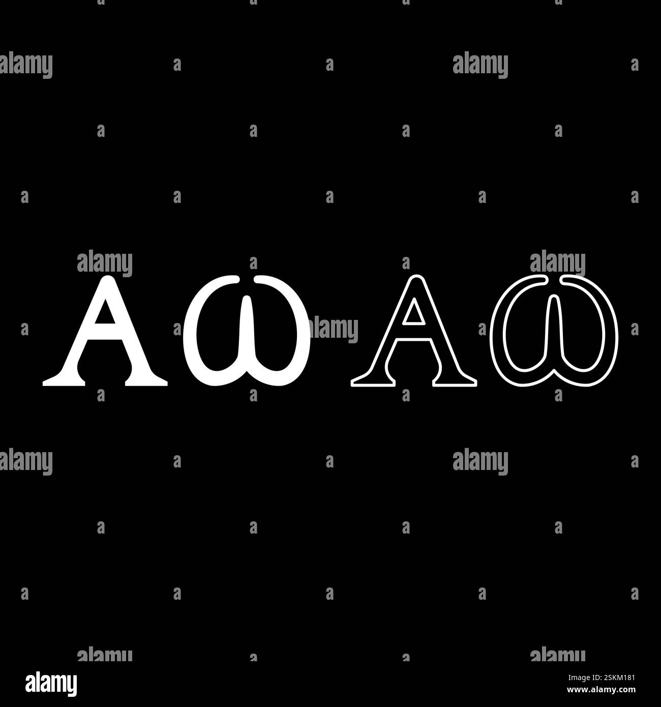 Alpha Omega symbols Greek sings set icon white color vector ...