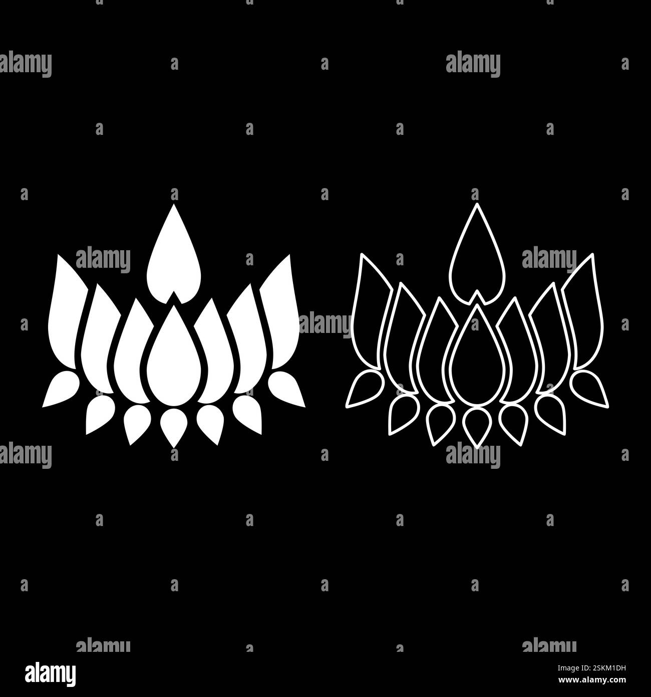 Ayyavazhi lotus carrying Naman symbol set icon white color vector ...