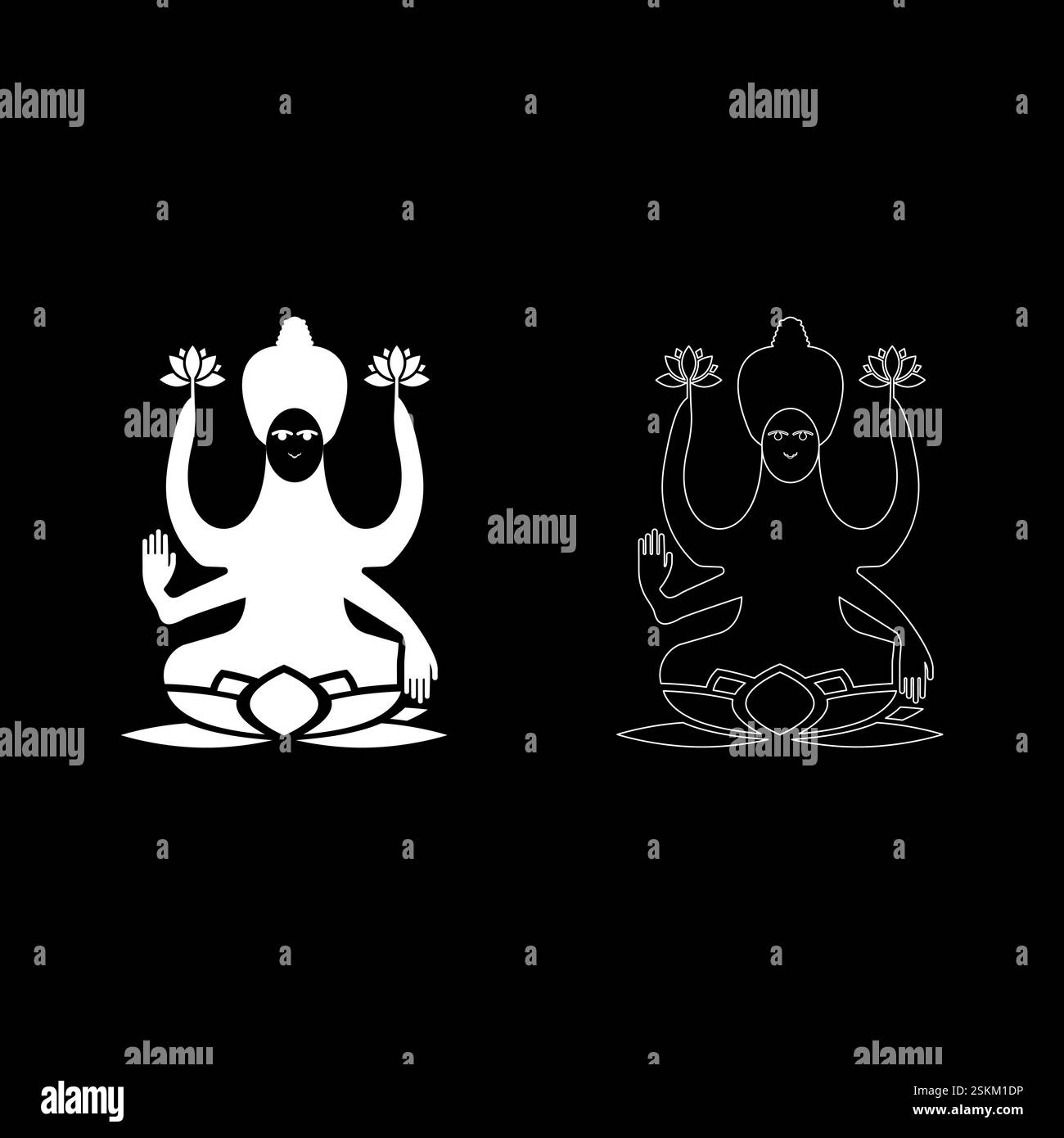 Lakshmi Goddess set icon white color vector illustration image simple ...