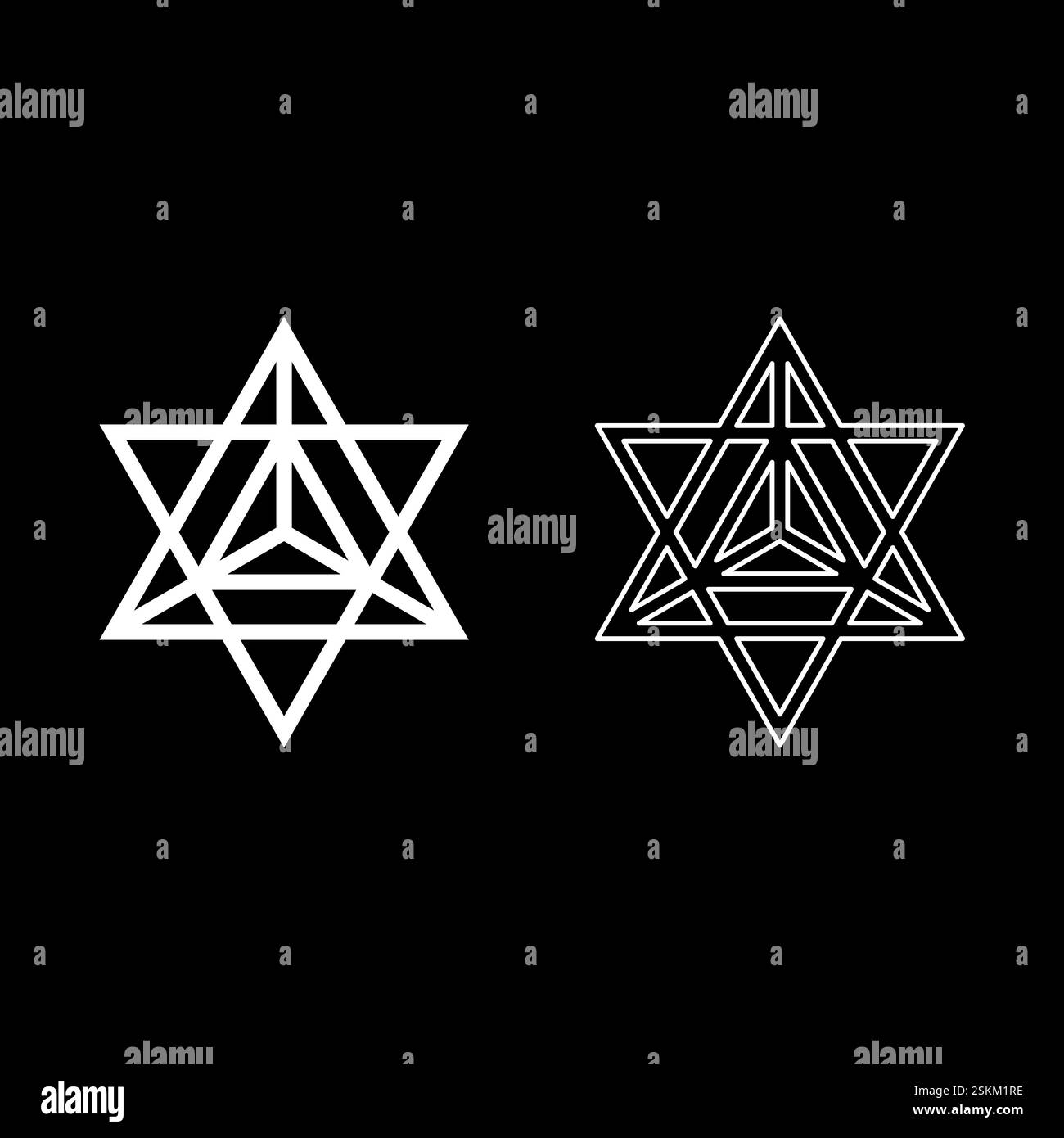 Star tetra Sacred geometry symbol set icon white color vector ...