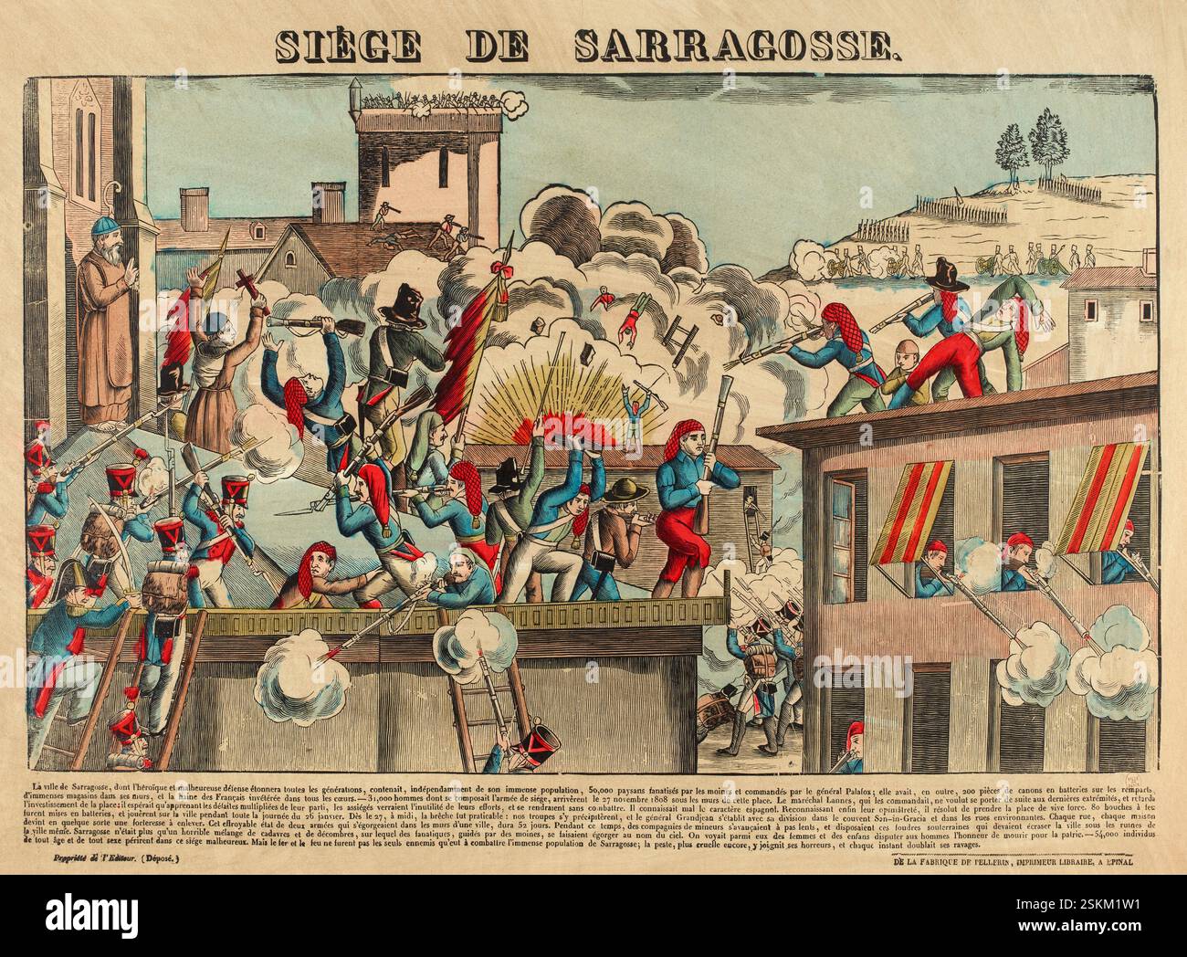 The fall of Saragossa. During the Peninsular War the town of Saragossa ...