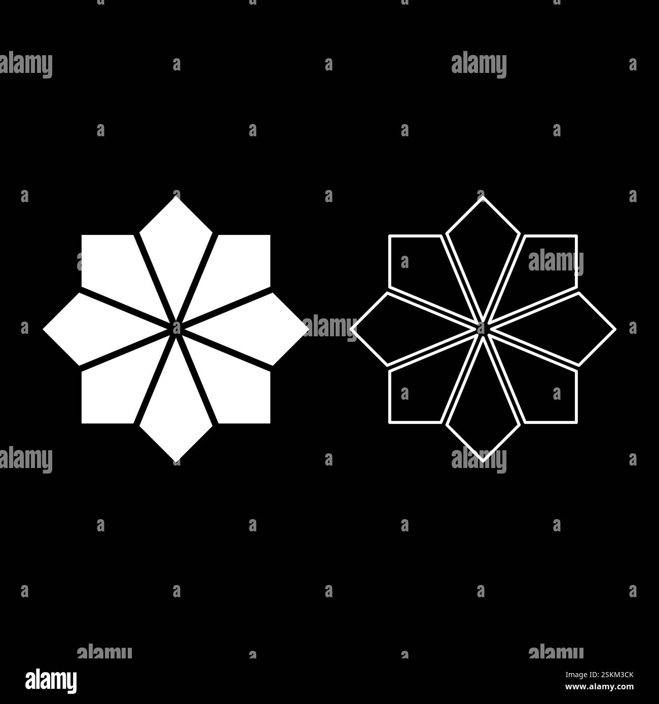Sacred geometry symbol element ornament Snowflake set icon white color ...
