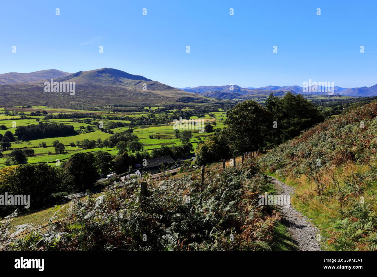 Landscape view over the Threlkeld valley, Keswick, Lake District ...