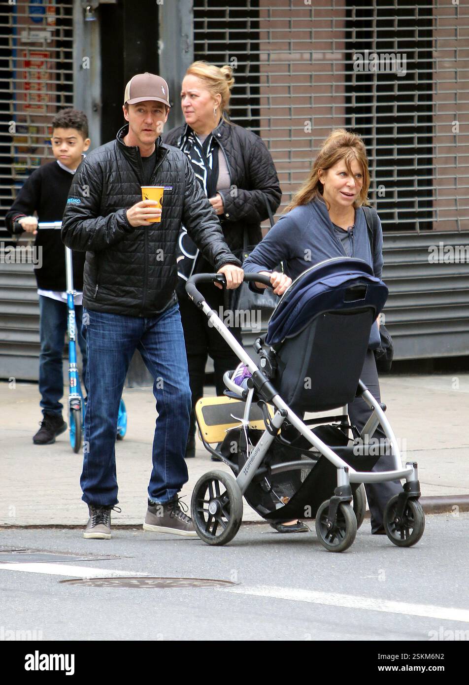 Actor and director Ed Norton takes his son Atlas Norton for a walk on ...