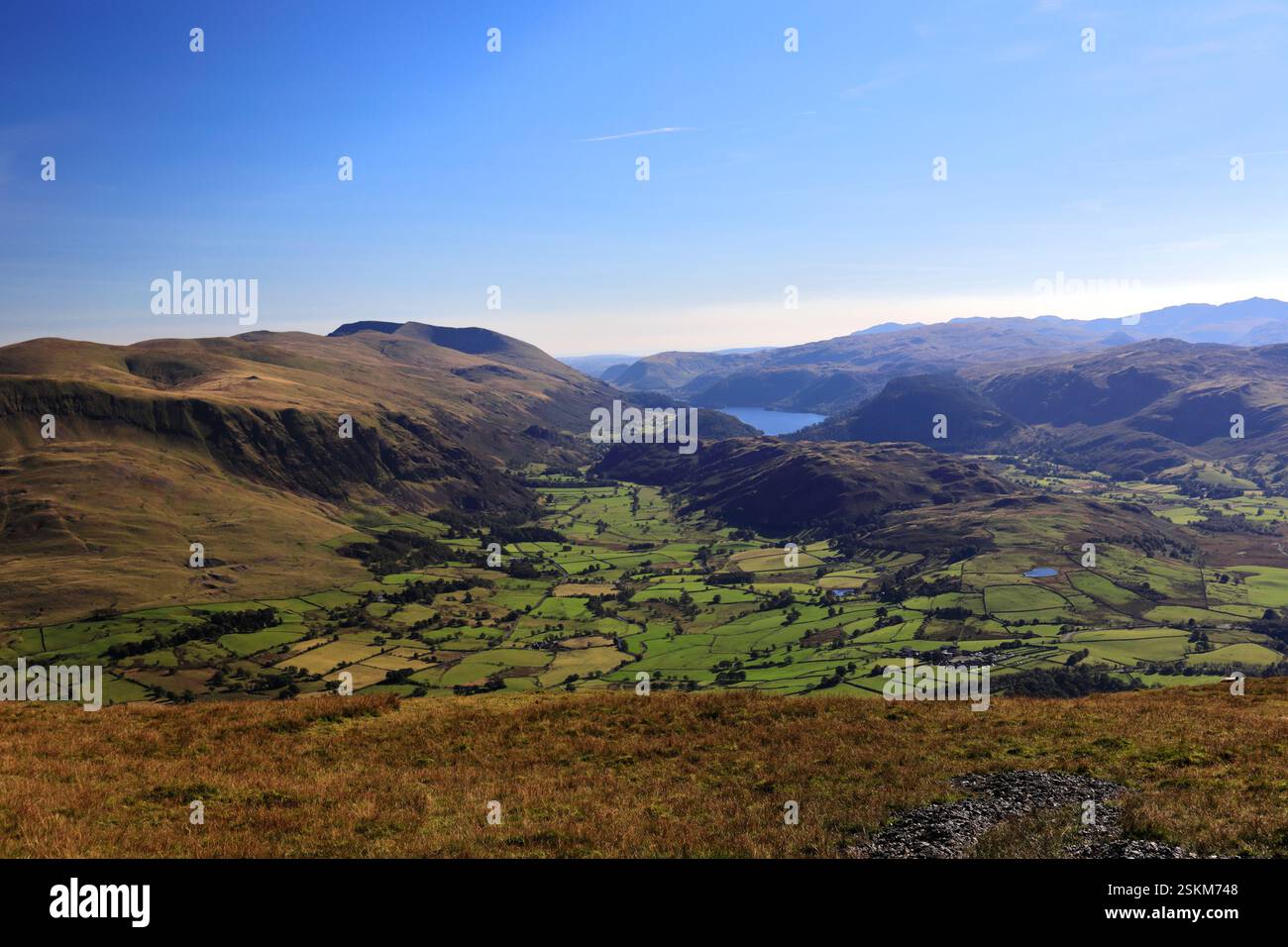 Landscape view over St Johns in the Vale to Clough Head fell, Keswick ...