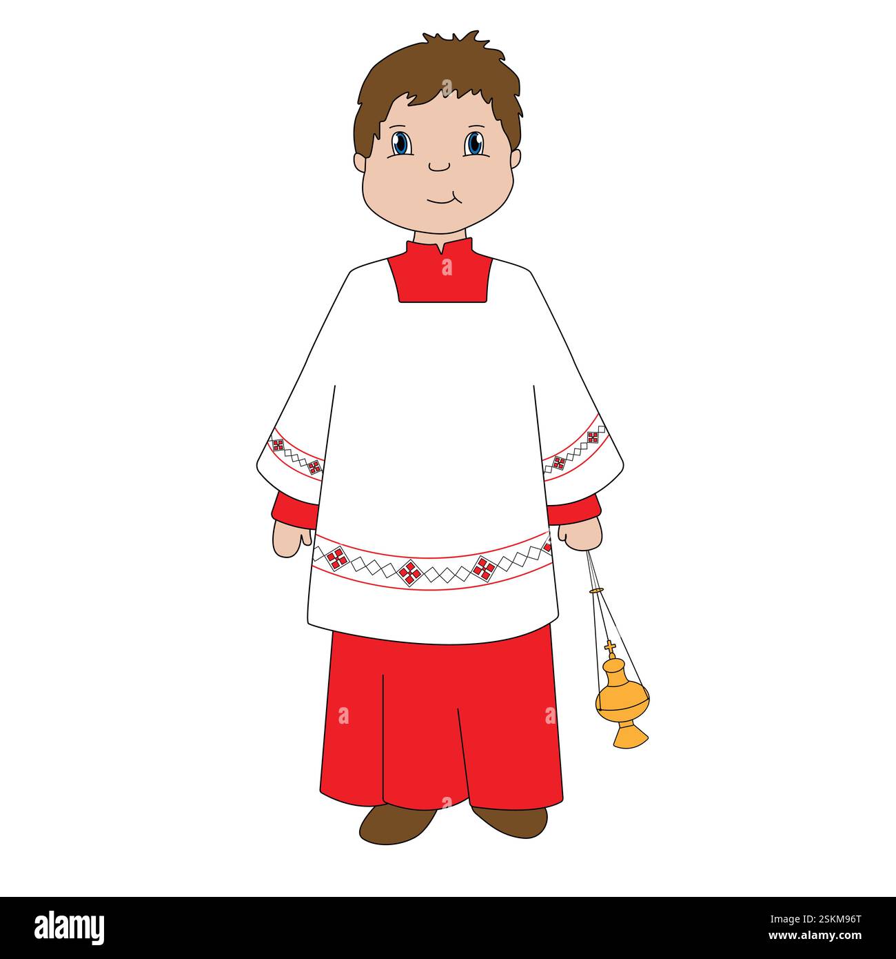 The boy dressed as a altar boy with the censer in his hand Stock Vector ...