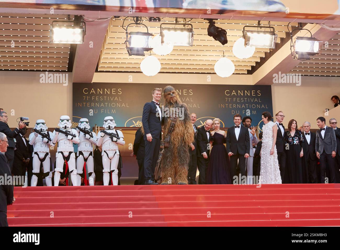 Finnish actor Joonas Suotamo (L) and Chewbacca attend the 'Solo A Star ...
