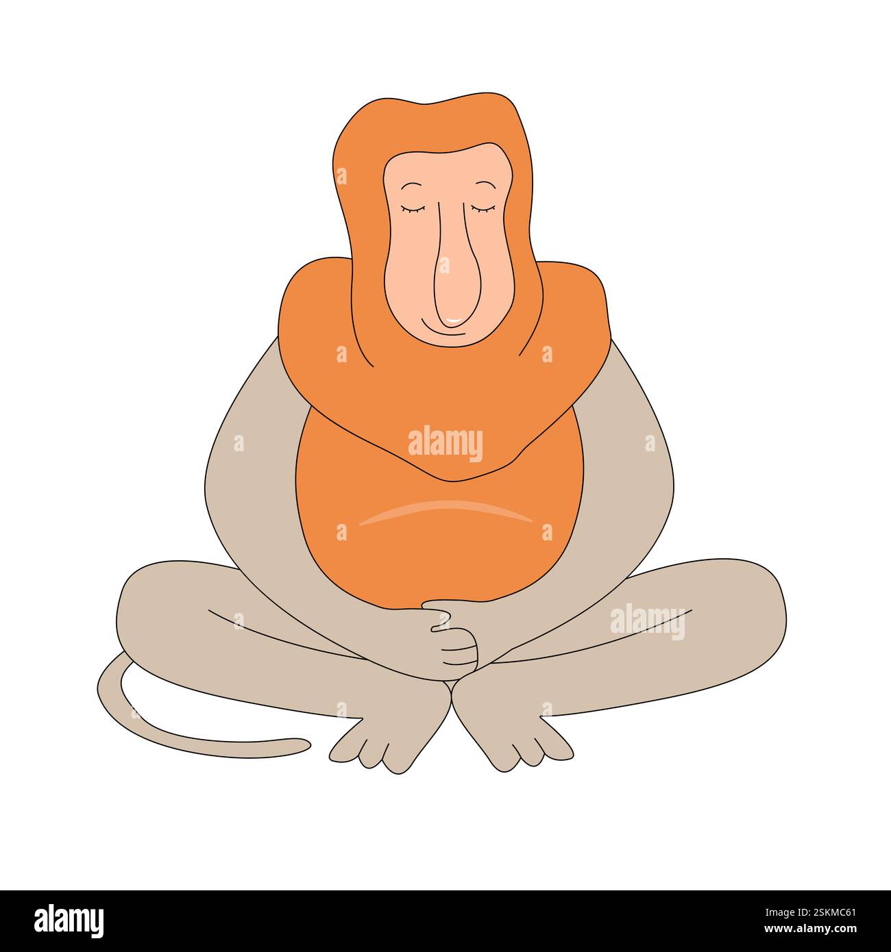 The proboscis monkey is sitting with closed eyes Stock Vector Image ...