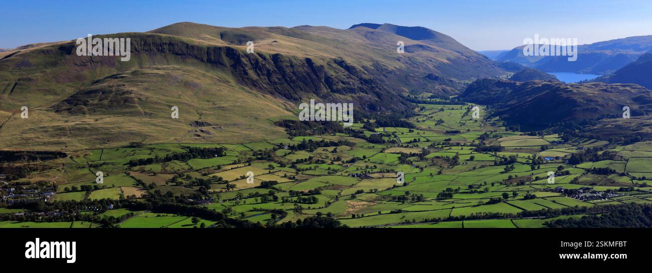 Landscape view over St Johns in the Vale to Clough Head fell, Keswick ...