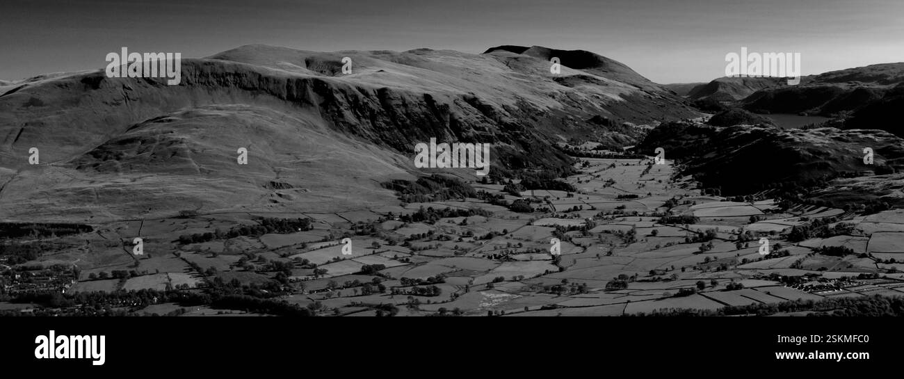 Landscape view over St Johns in the Vale to Clough Head fell, Keswick ...