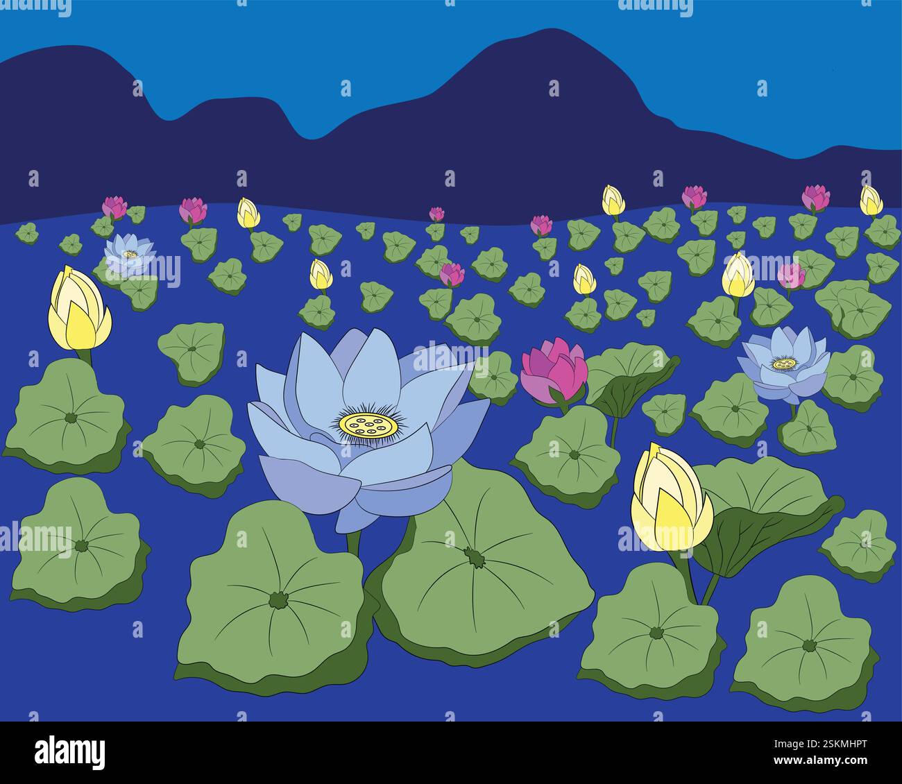 The landscape of lotus flower lake Stock Vector Image & Art - Alamy