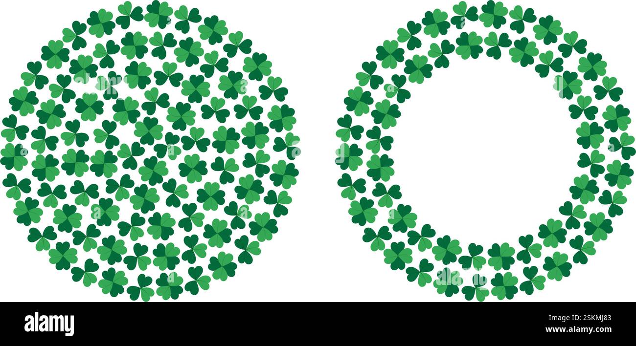 Quatrefoil and Shamrocks Circular Background Texture and Round Frame ...