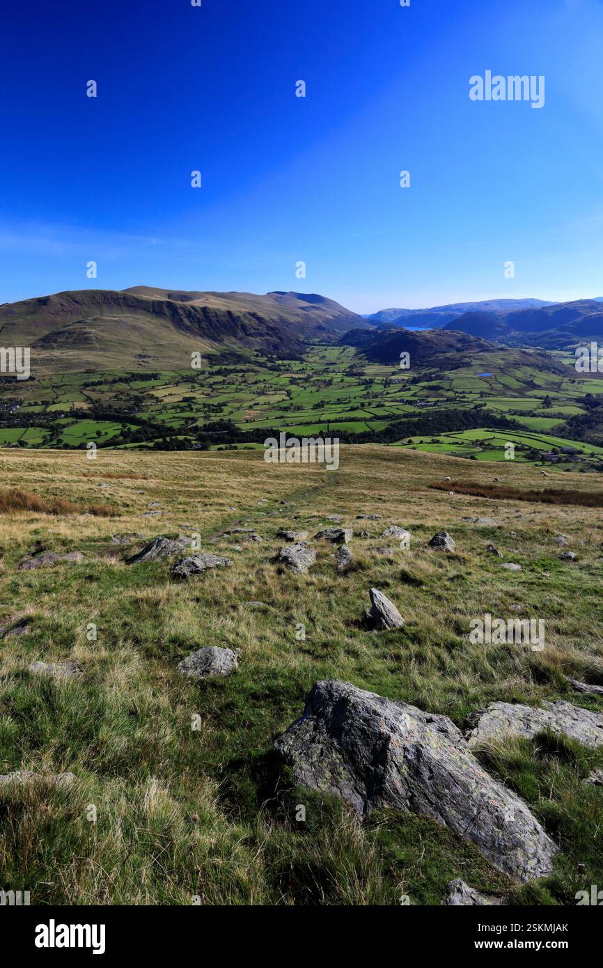 Landscape view over St Johns in the Vale to Clough Head fell, Keswick ...