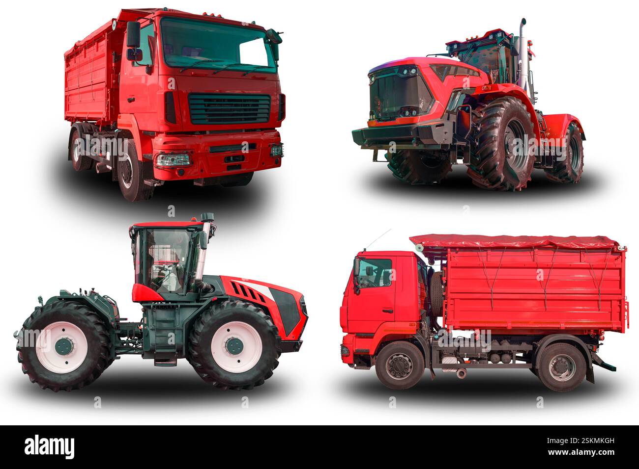 Tractor and track machinery isolate on white background. Construction ...