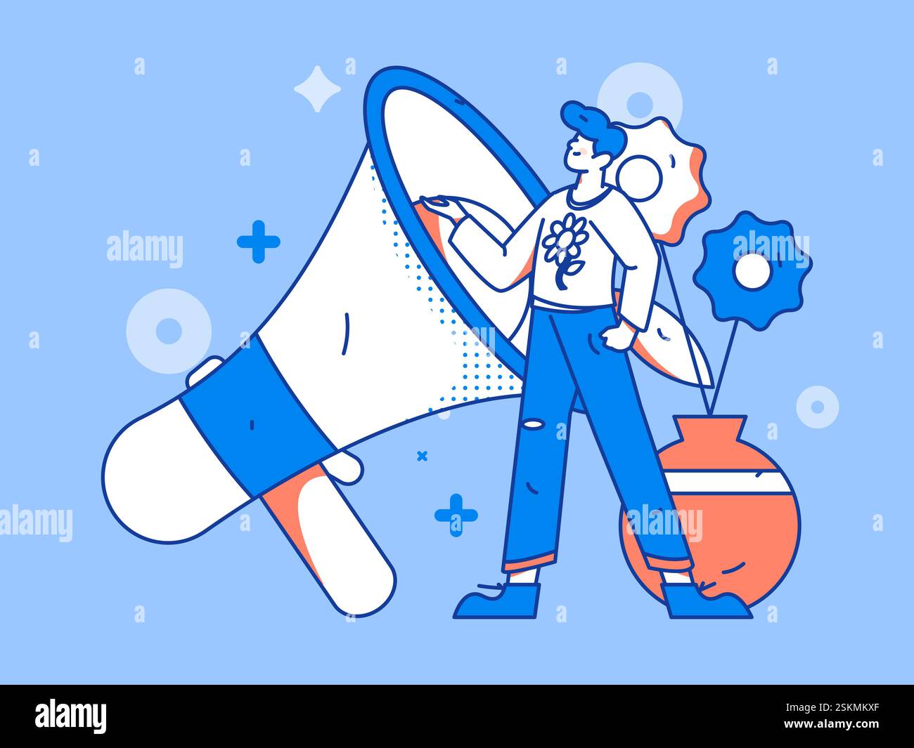 Notification announcement vector creative flat hand drawn illustration ...